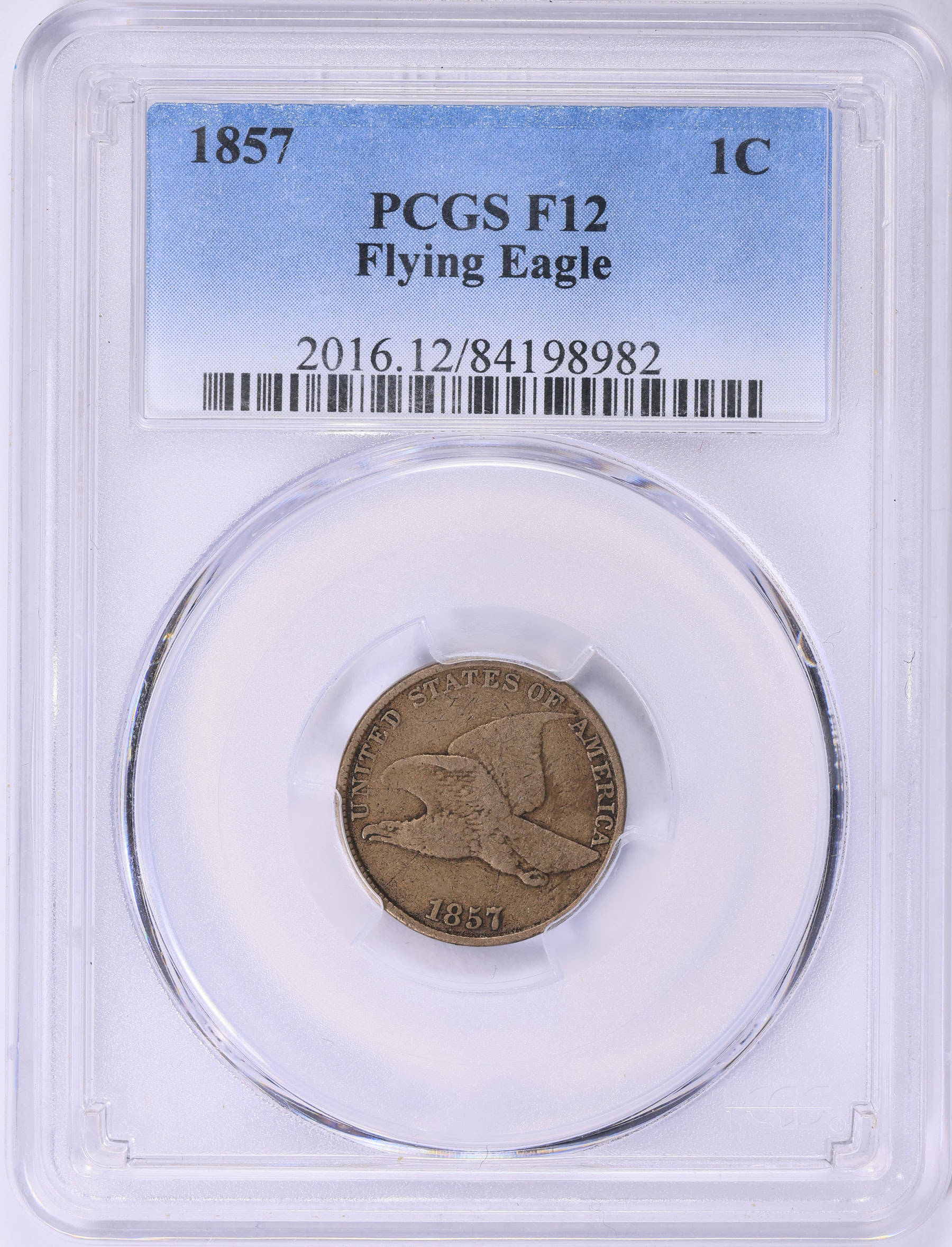 1857 Flying Eagle Cent PCGS F-12 (Item 1864083) | GreatCollections Coin Auctions