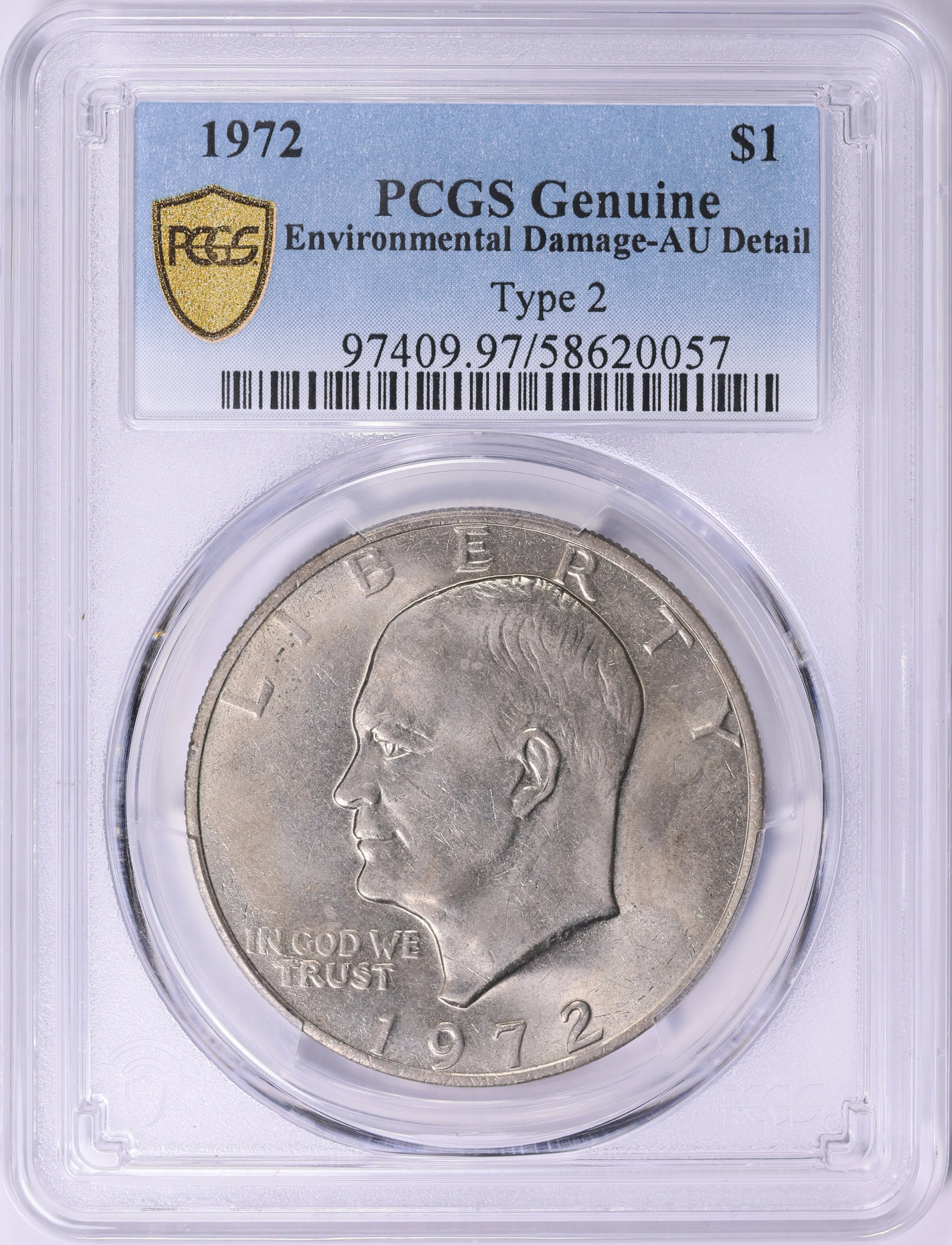 1972 Eisenhower Dollar Type 2 PCGS Genuine AU Details (Item 1864139 ...