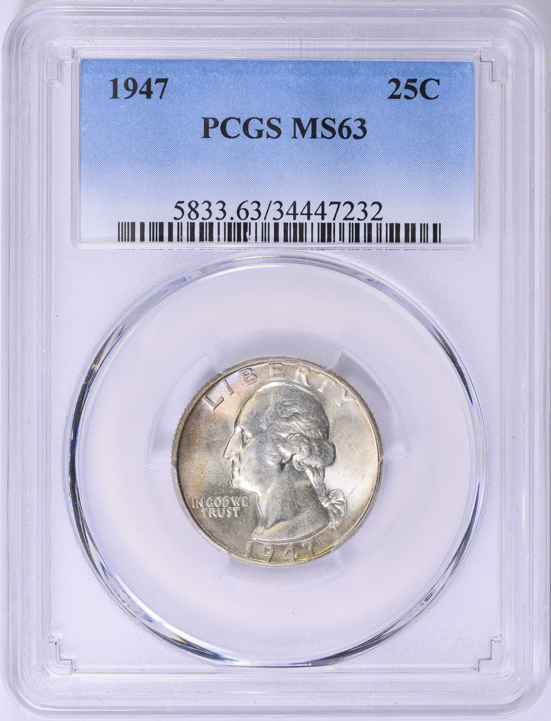 1947 Washington Quarter PCGS MS-63 (Toned) (Item 1864243) | GreatCollections Coin Auctions