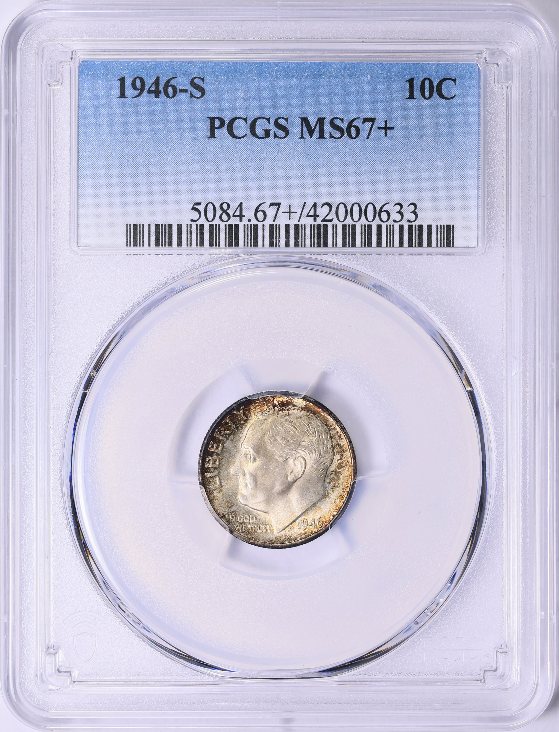 1946-S Roosevelt Dime PCGS MS-67+ (Toned) (Item 1864487) | GreatCollections Coin Auctions
