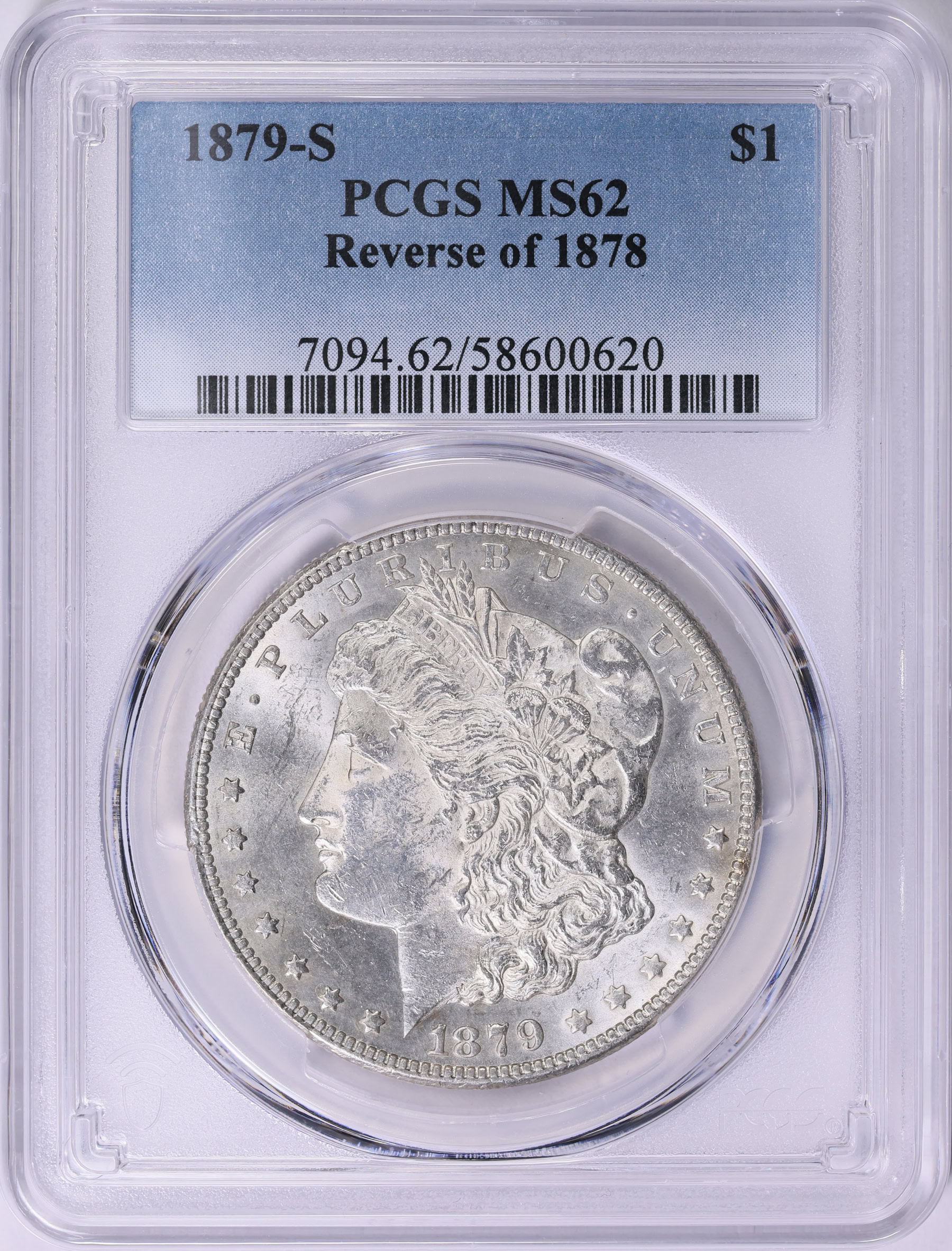 1879-S Morgan Silver Dollar Reverse of 1878 PCGS MS-62 (Item 1864608) | GreatCollections Coin ...