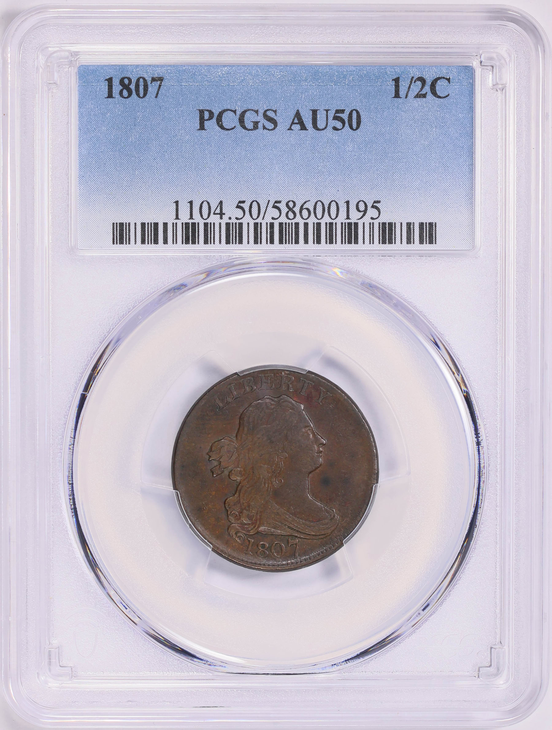 1807 Draped Bust Half Cent PCGS AU-50 BN (Item 1864631 ...