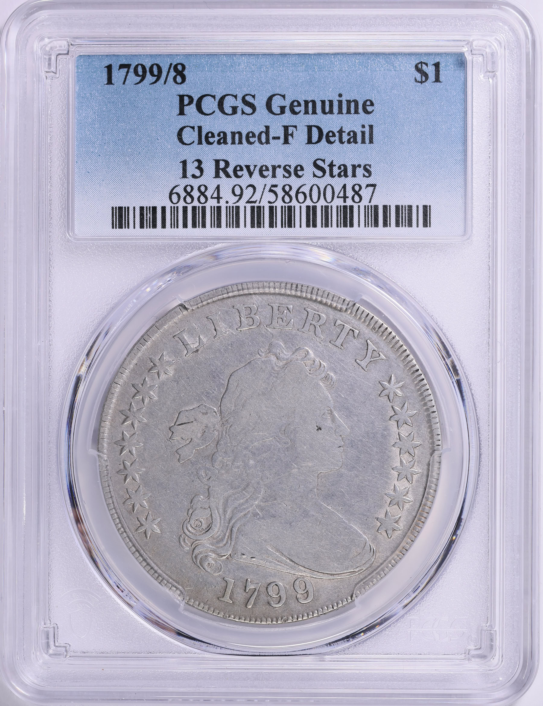 1799/8 Draped Bust Silver Dollar 13 Reverse Stars PCGS Genuine Fine Details (Item 1864665 ...