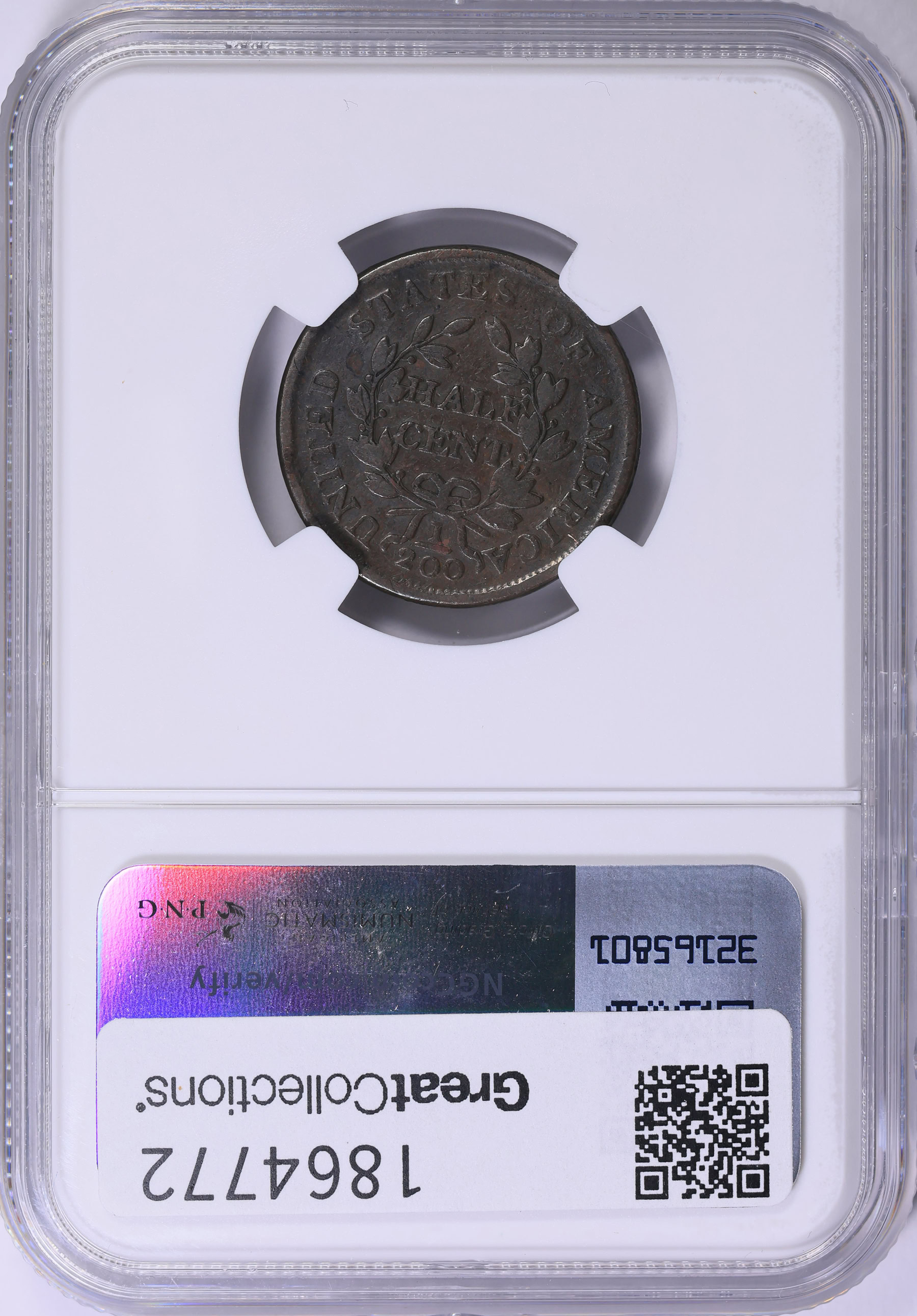 1804 Draped Bust Half Cent Crosslet 4, Stems Cohen 9 NGC VG-08 BN (Item 1864772 ...