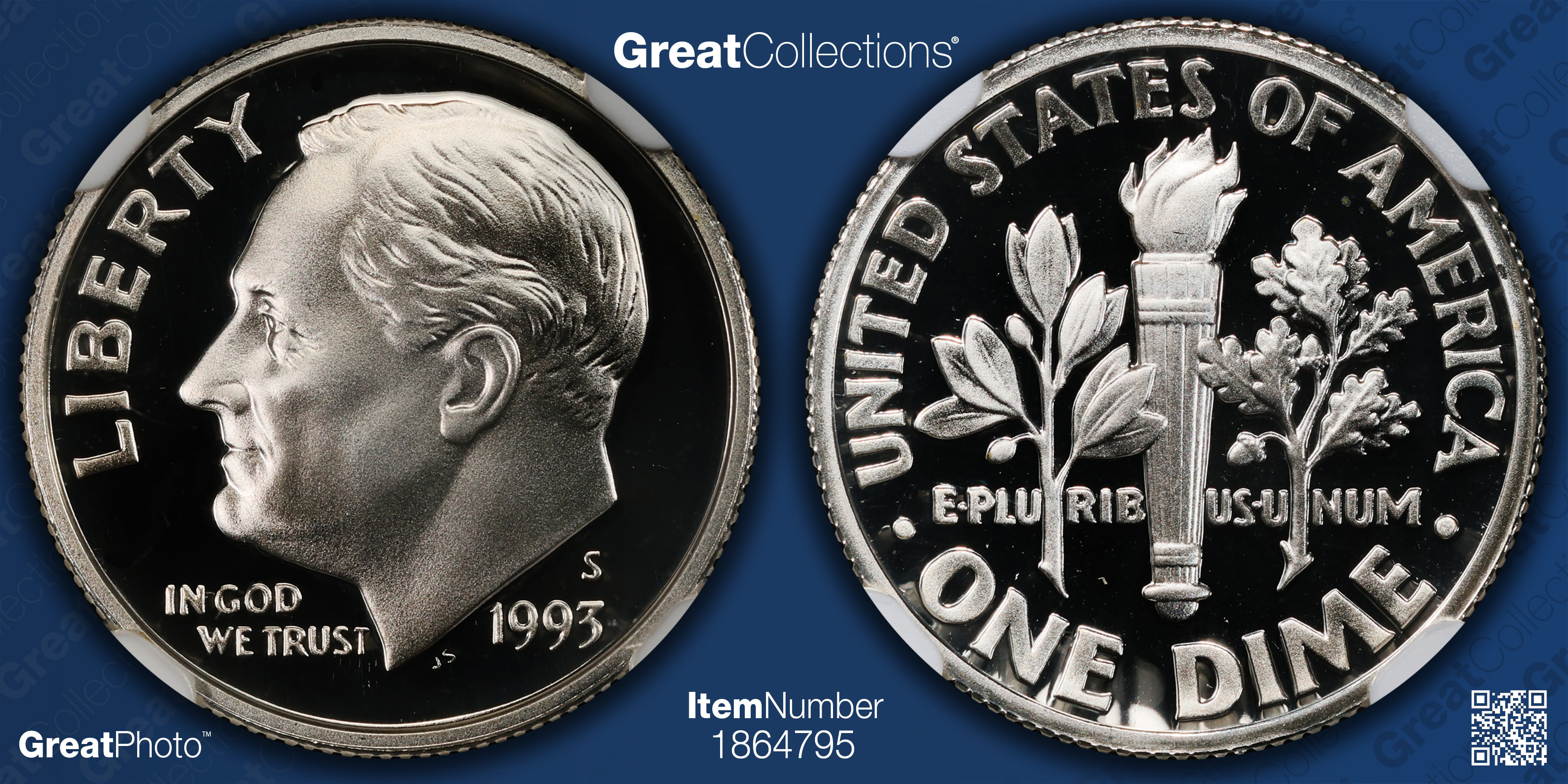 1993-S Roosevelt Dime Silver NGC Proof-70 UC (Roosevelt Label) (Item ...