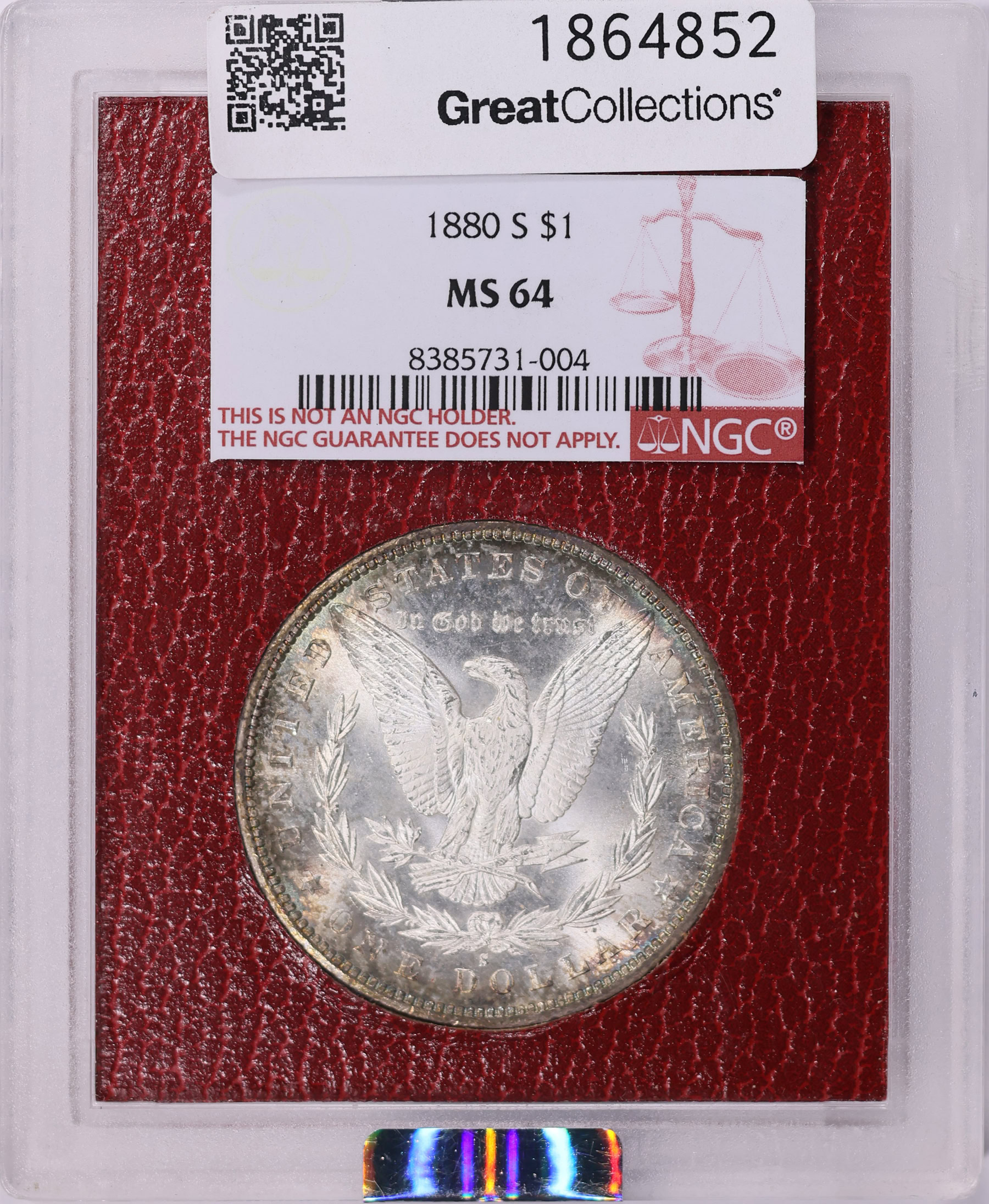 1880-S Morgan Silver Dollar NGC MS-64 (Paramount Red Holder) (Toned) (Item 1864852 ...
