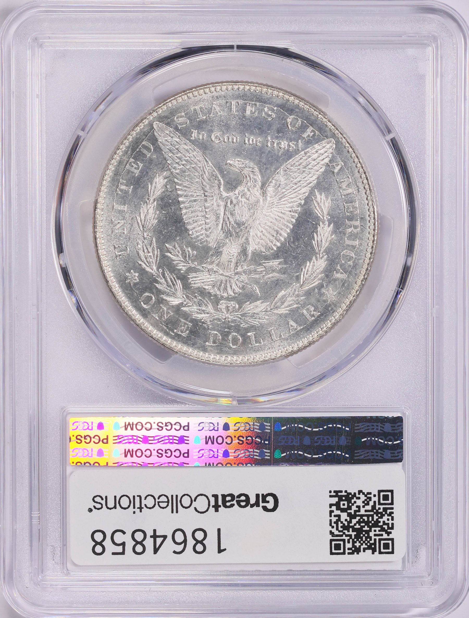 1878 Morgan Silver Dollar 7 Tailfeathers, Reverse of 1878 PCGS MS-64 PL ...