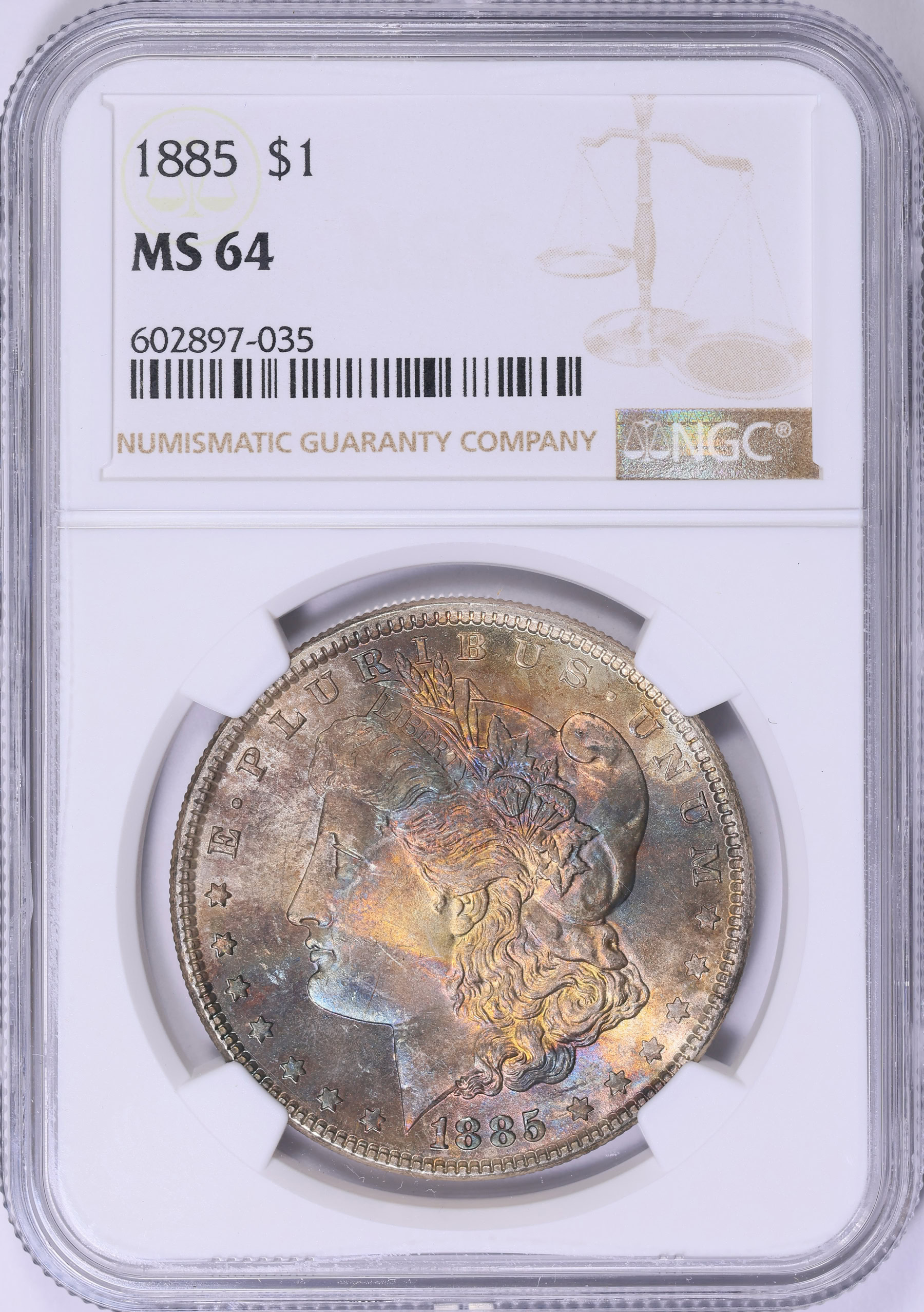 1885 Morgan Silver Dollar NGC MS-64 (Toned) (Item 1864860) | GreatCollections Coin Auctions