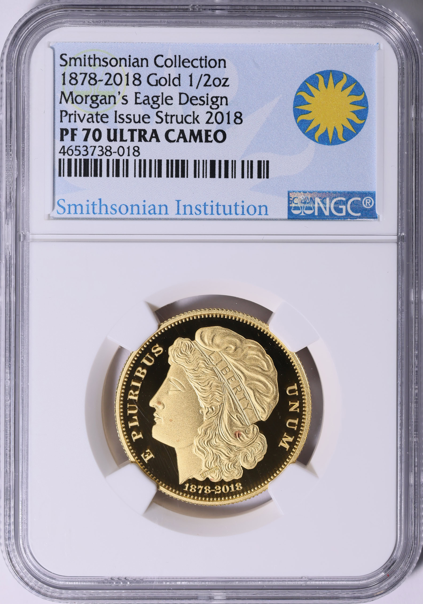 1878-2018 Gold 1/2 oz. Morgan's Eagle Design Private Issue Struck 2018 ...