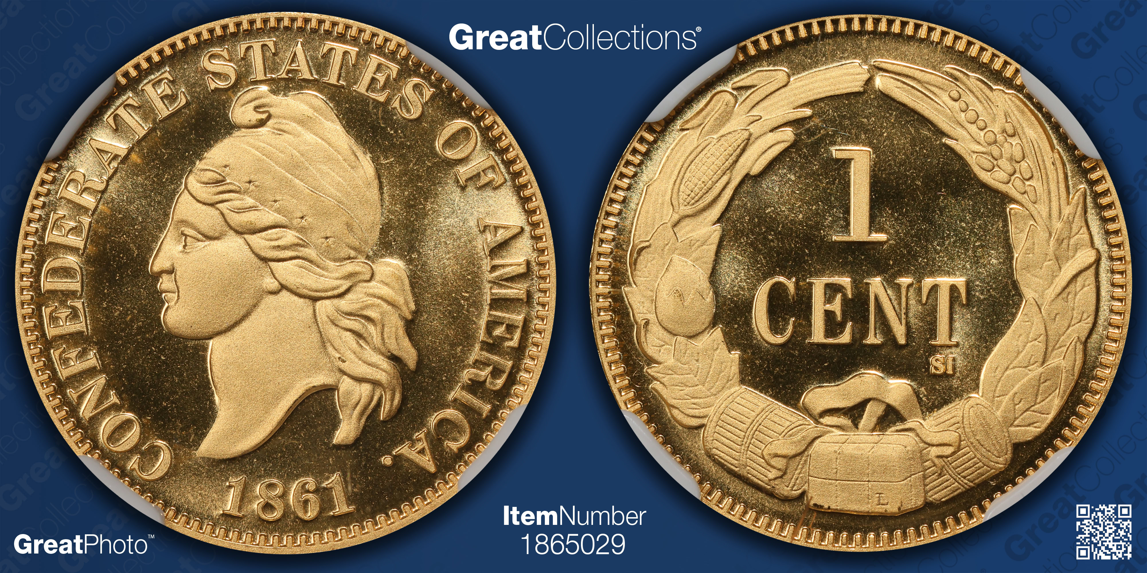 1861 Confederate Cent Smithsonian Restrike 150th Anniversary Gold NGC ...