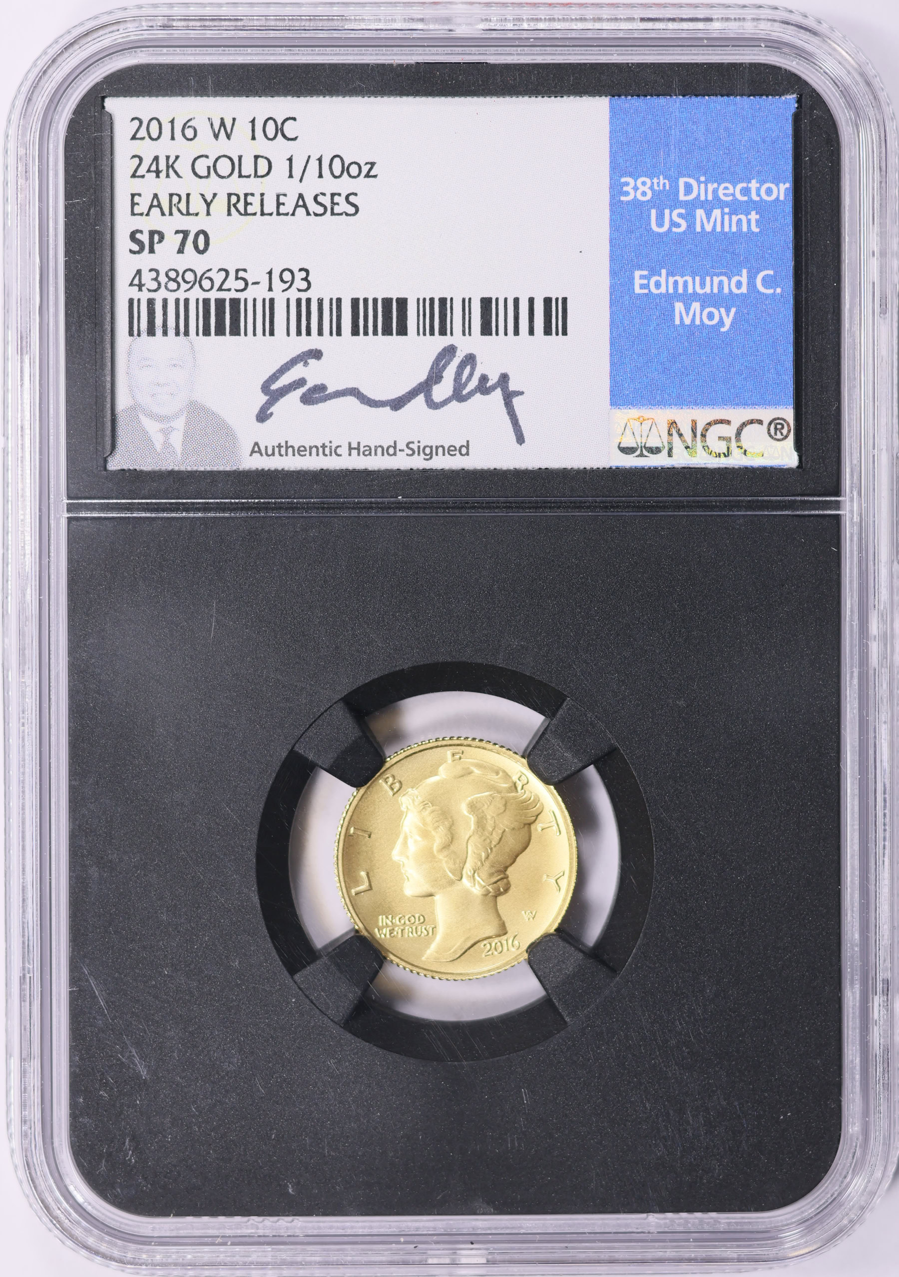 2016-W Mercury Dime 100th Anniversary Gold Early Releases NGC SP-70 ...