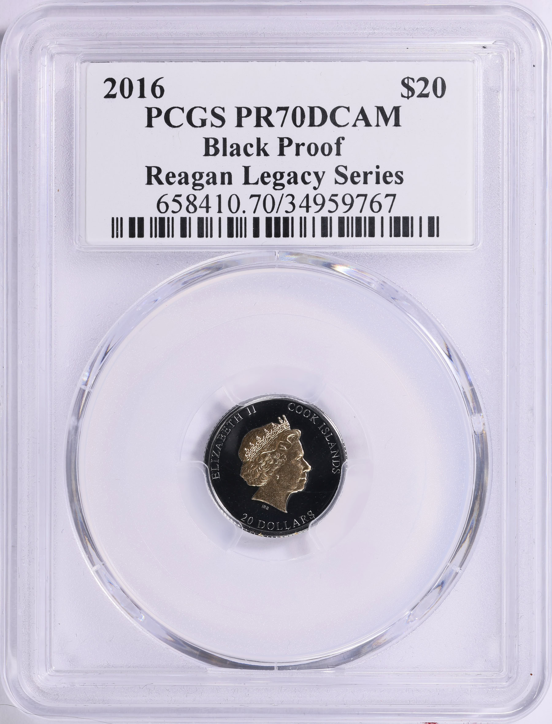 Cook Islands 2016 $20 Ronald Reagan, Black Proof Reagan Legacy Series PCGS Proof-70 DCAM ...