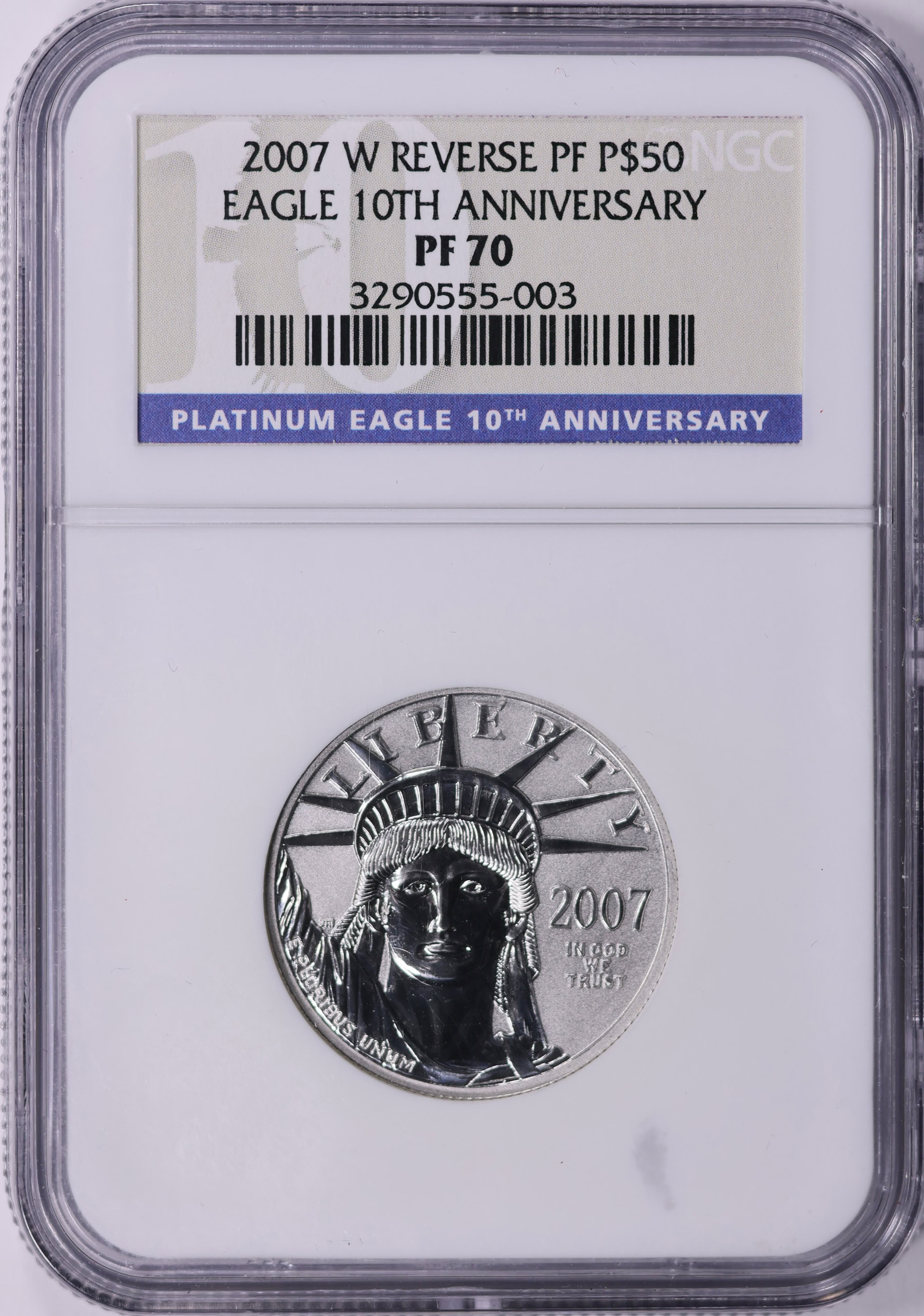 2007-W $50 Half-Ounce Platinum American Eagle Reverse Proof From 10th ...