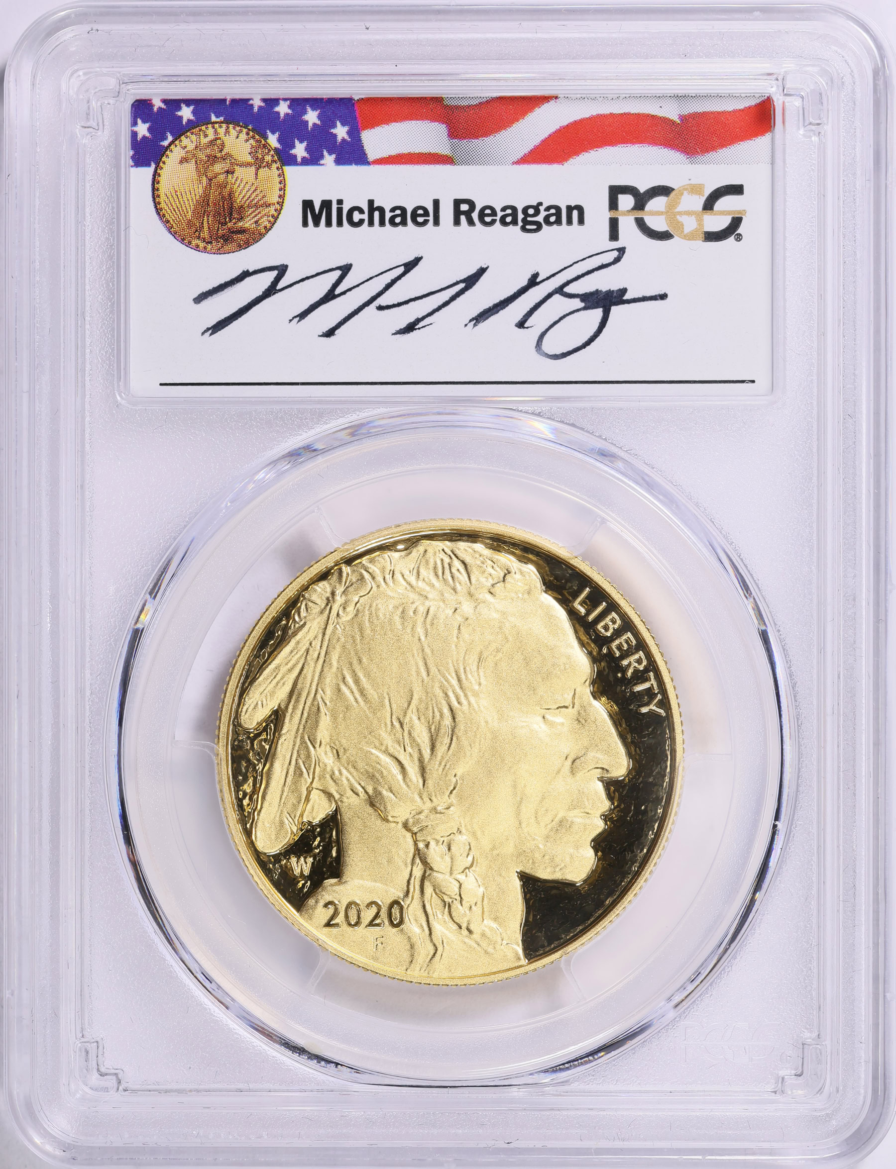 2020-W $50 One-Ounce Gold American Buffalo First Day of Issue Reagan Legacy Series PCGS Proof-70 ...