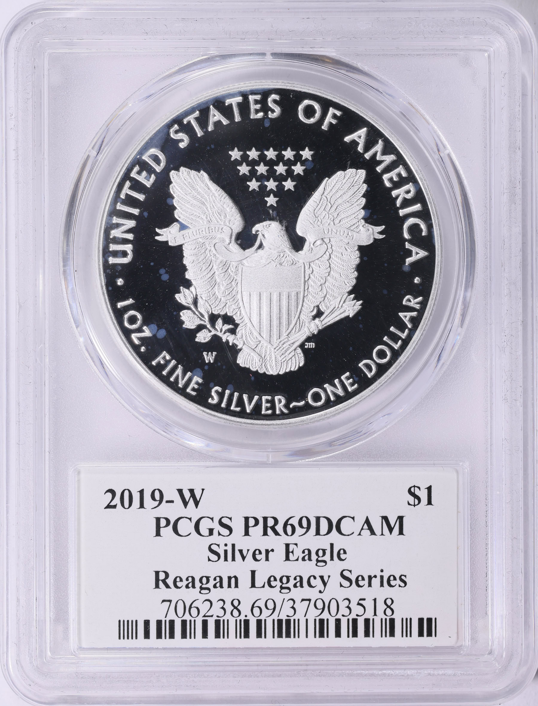 2019-W $1 Silver Eagle Reagan Legacy Series PCGS Proof-69 DCAM (Cameron ...