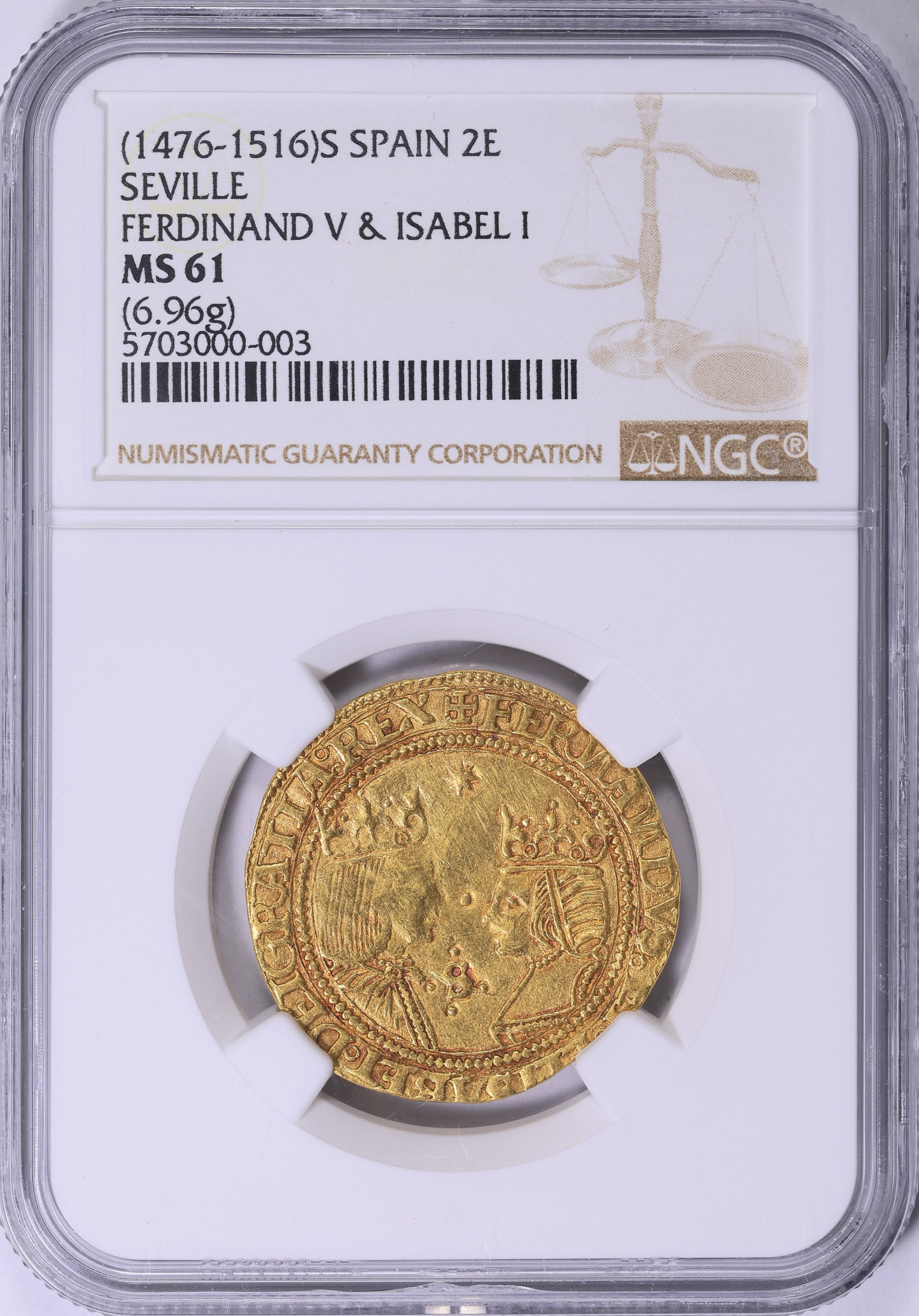 Spain ND (1476-1516)S Gold 2 Excellentes of Ferdinand V & Isabella I ...