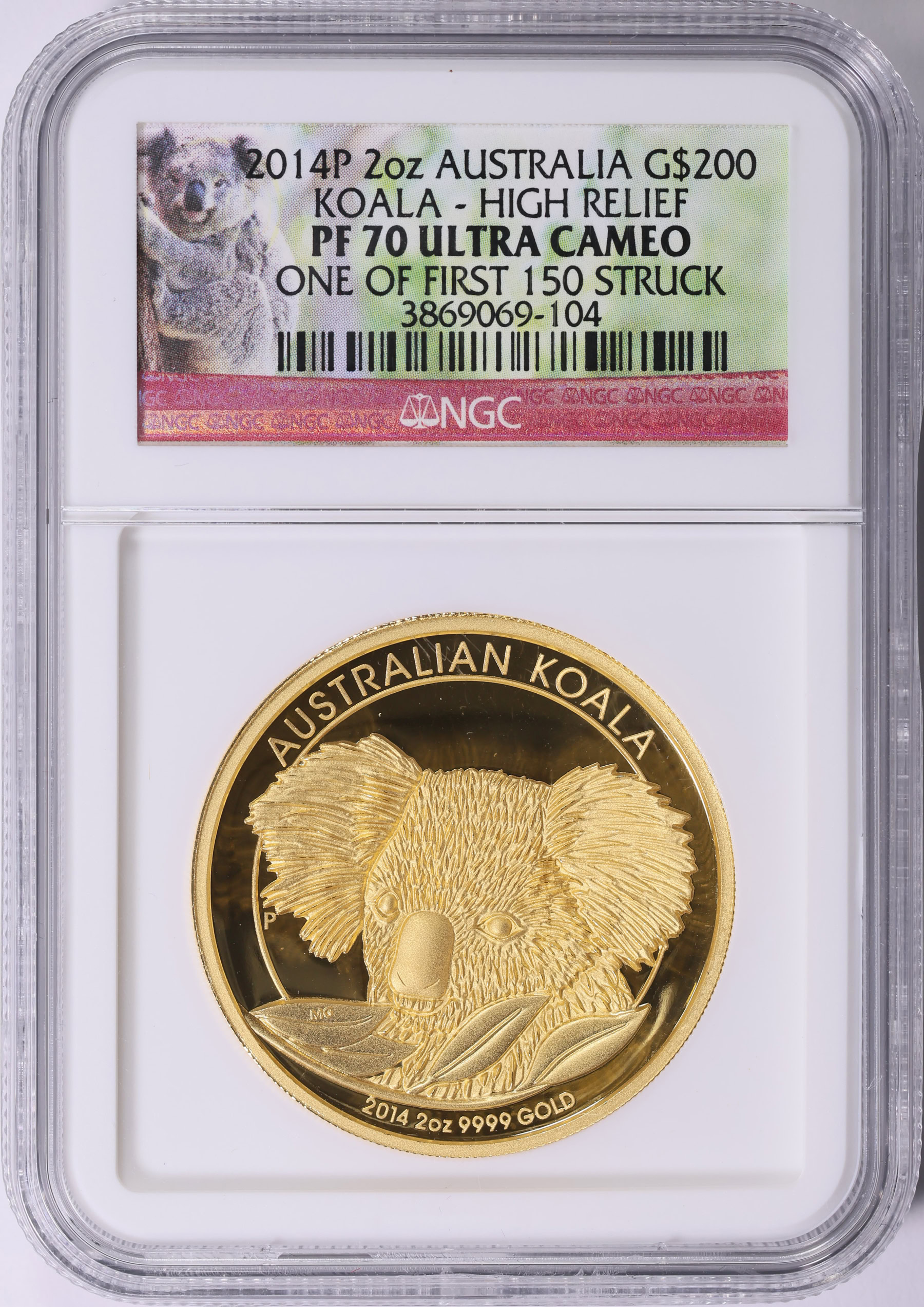 Australia 2014-P Gold $200 Koala High Relief KM-2964 NGC Proof-70 UC ...