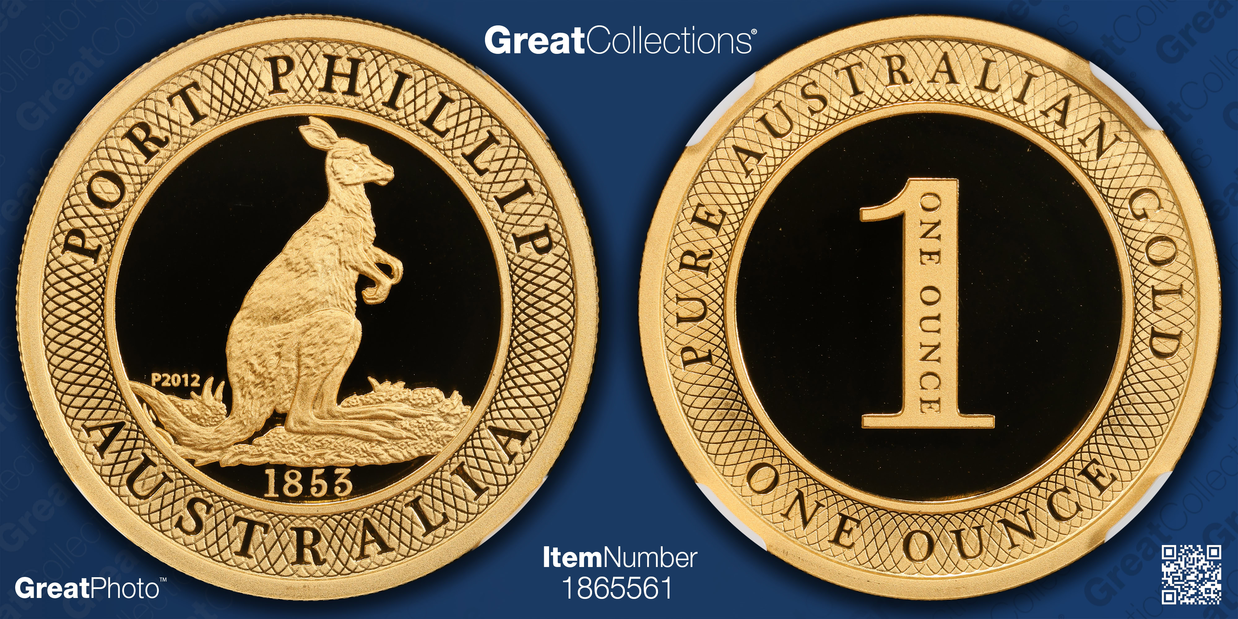 Australia 2012-P Gold 1oz Perth Mint 1853 Port Phillip Kangaroo Medal ...