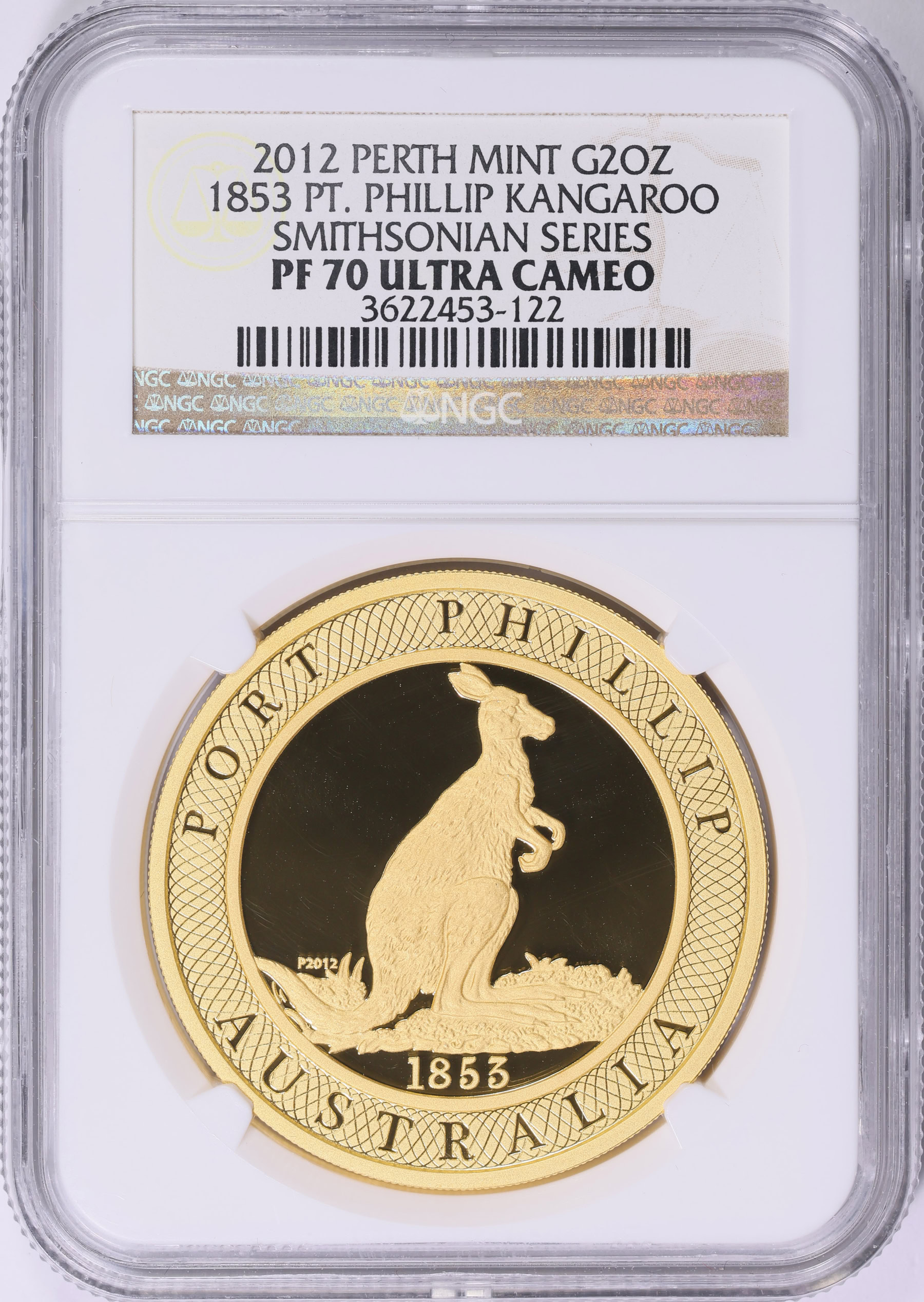 Australia 2012-P Gold 2oz Perth Mint 1853 Port Phillip Kangaroo Medal ...