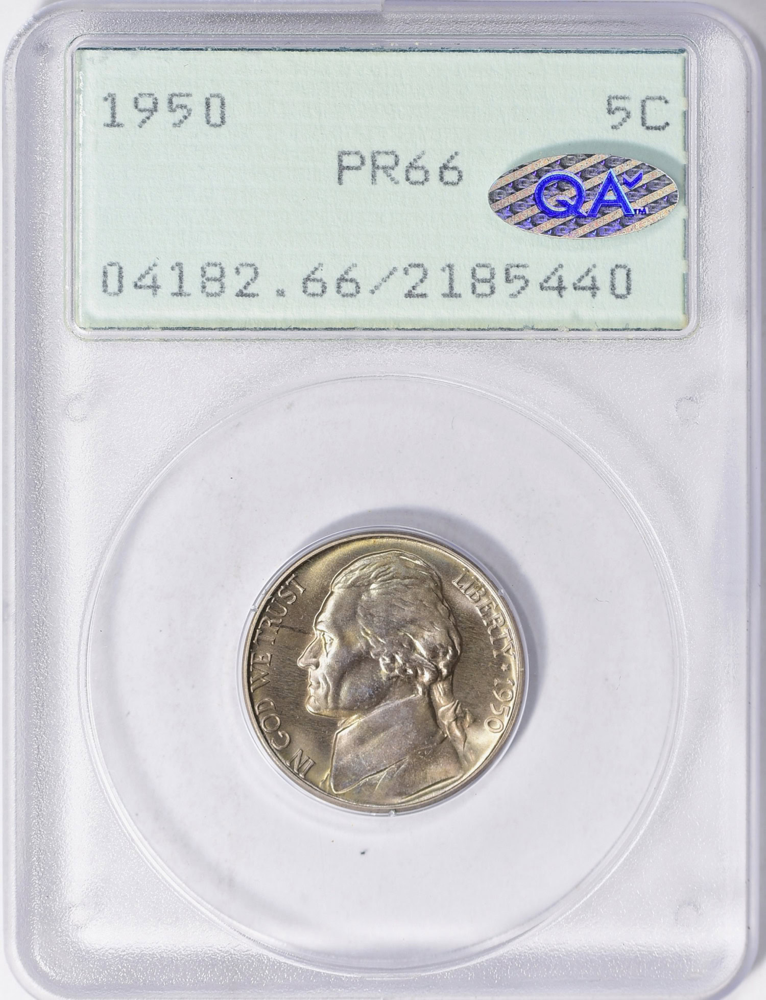 1950 Jefferson Nickel PCGS Proof-66 (QA) OGH (1st Gen) (Item 1865715) | GreatCollections Coin ...