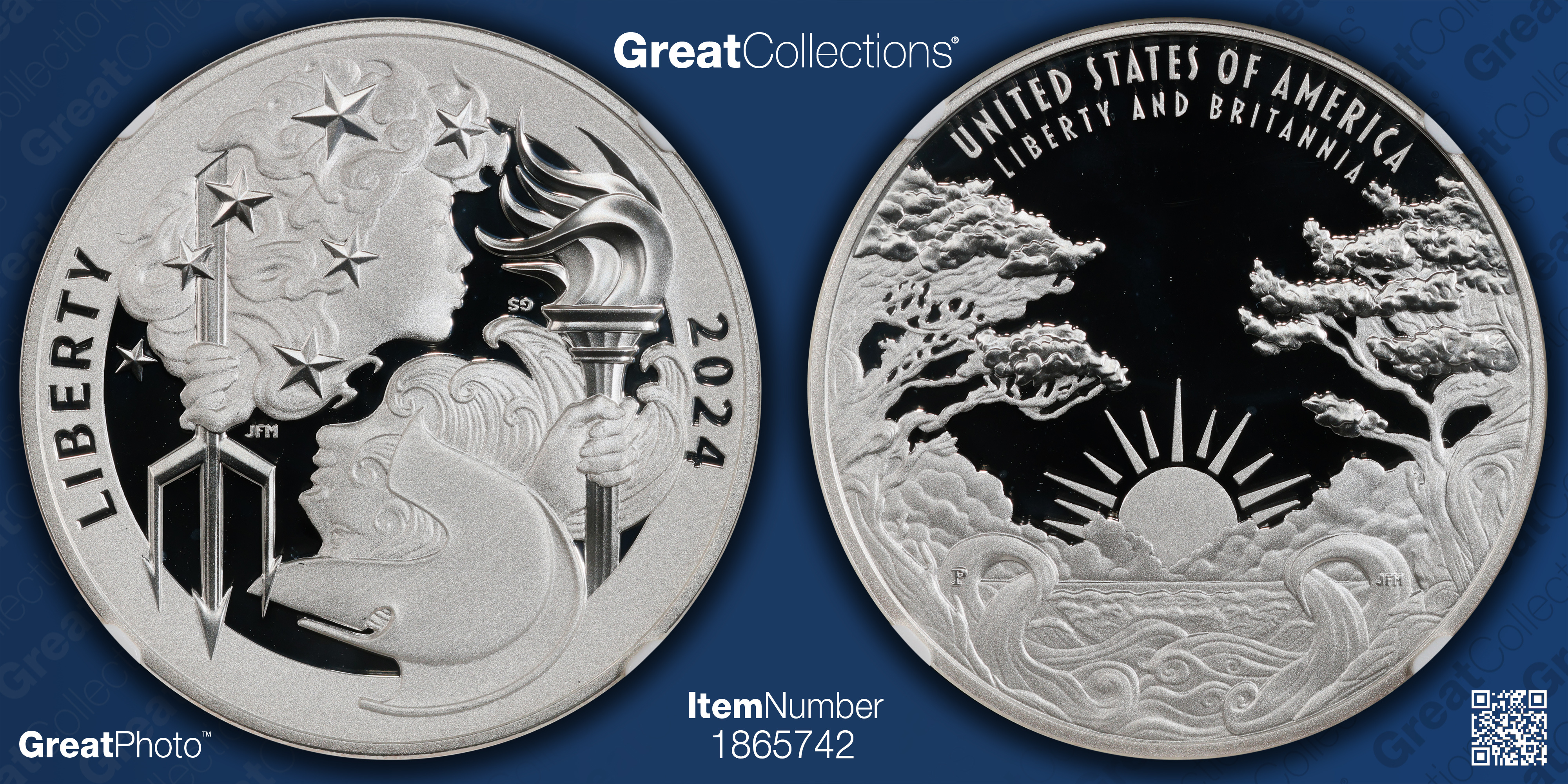 2024-P U.S. Mint Medal Silver Liberty & Britannia First Day of Issue ...