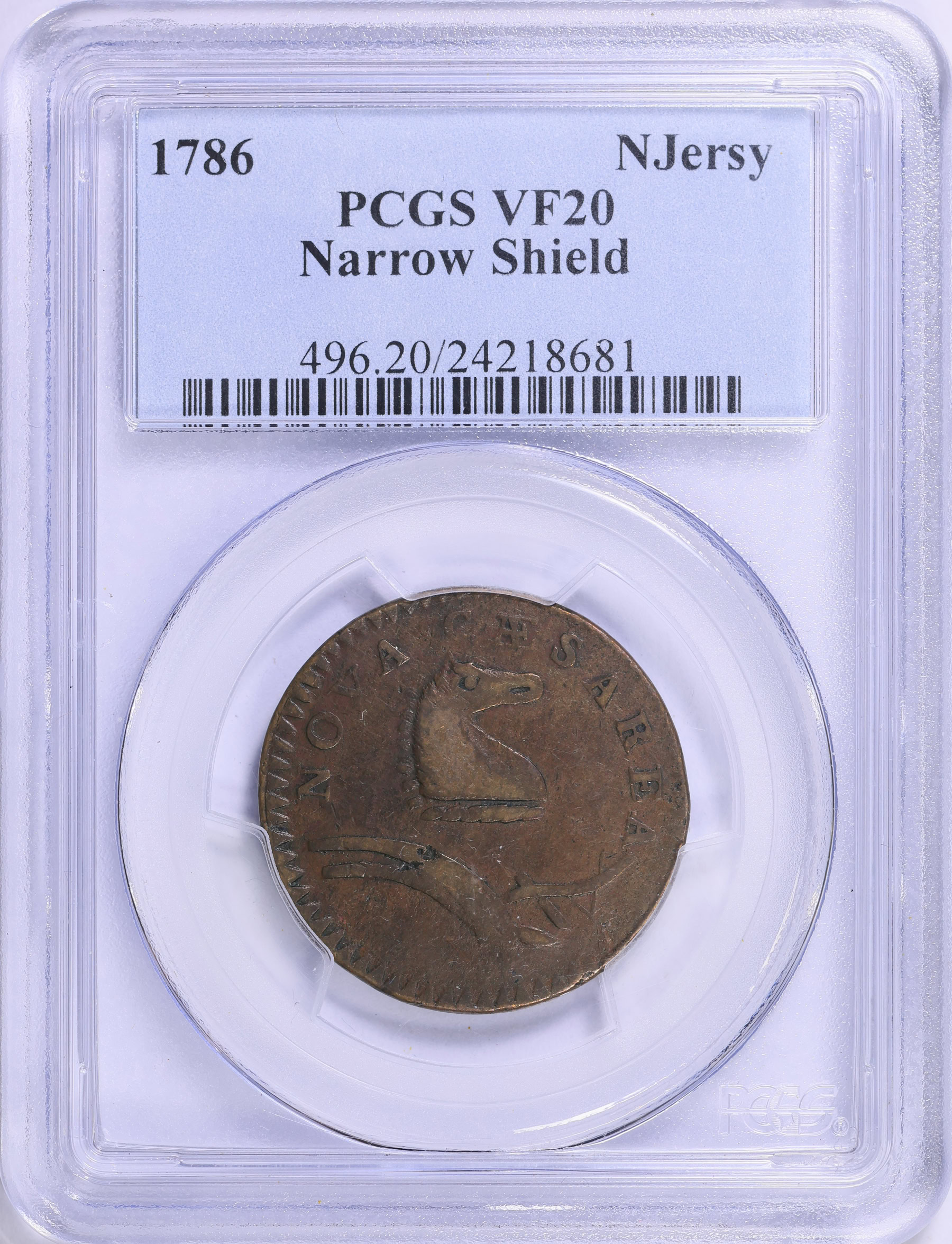 1786 New Jersey Copper Narrow Shield PCGS VF-20 BN (Item 1865776 ...