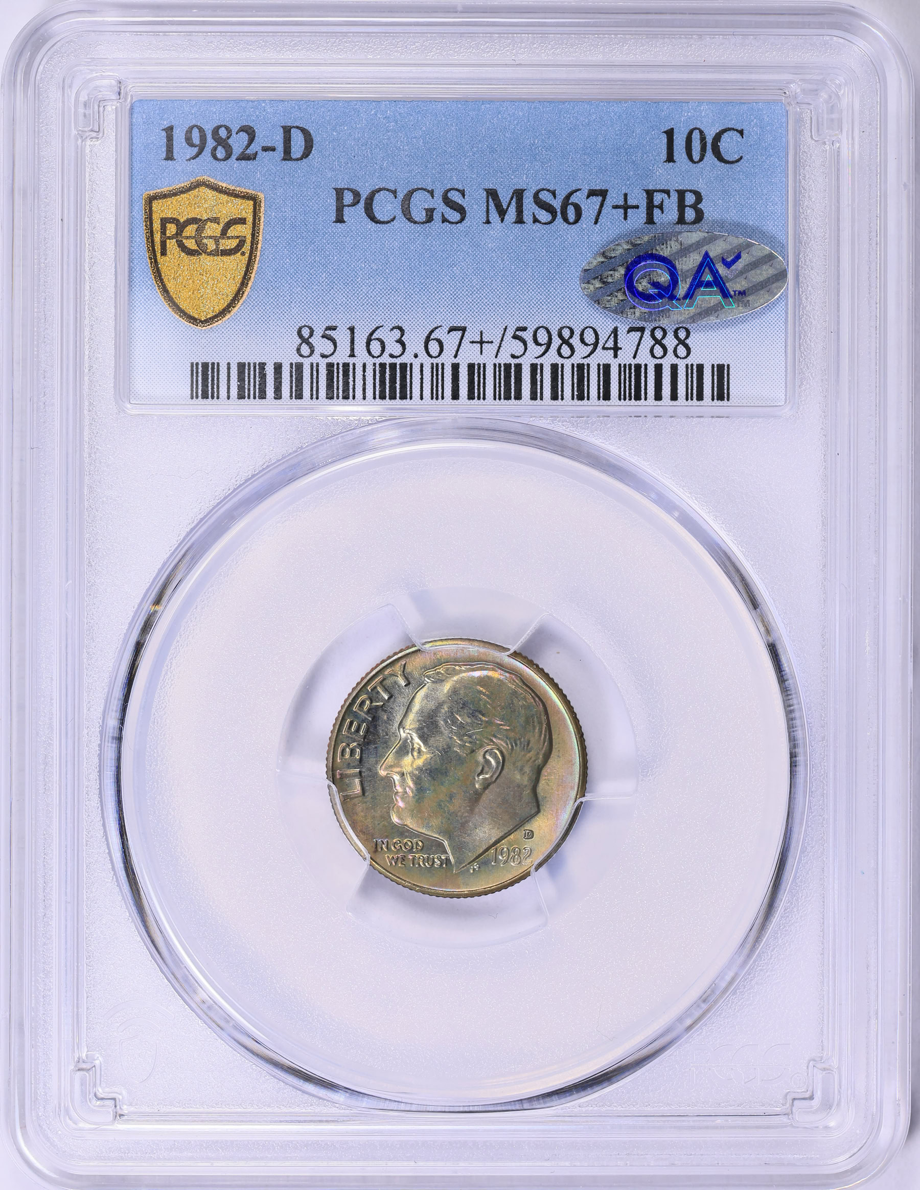 1982-D Roosevelt Dime PCGS MS-67+ FB (QA) (Toned) (Item 1865810 ...
