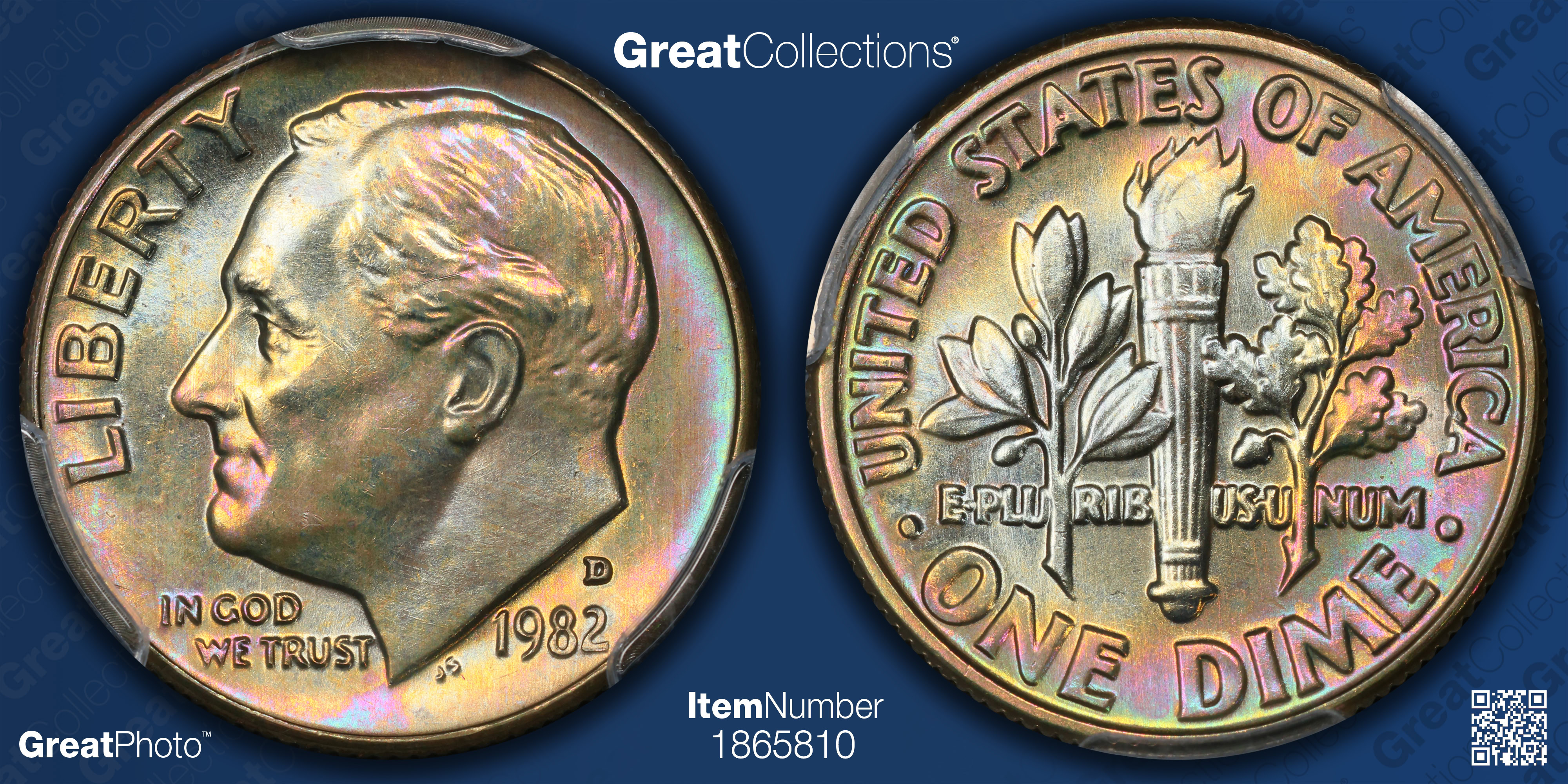1982-D Roosevelt Dime PCGS MS-67+ FB (QA) (Toned) (Item 1865810 ...