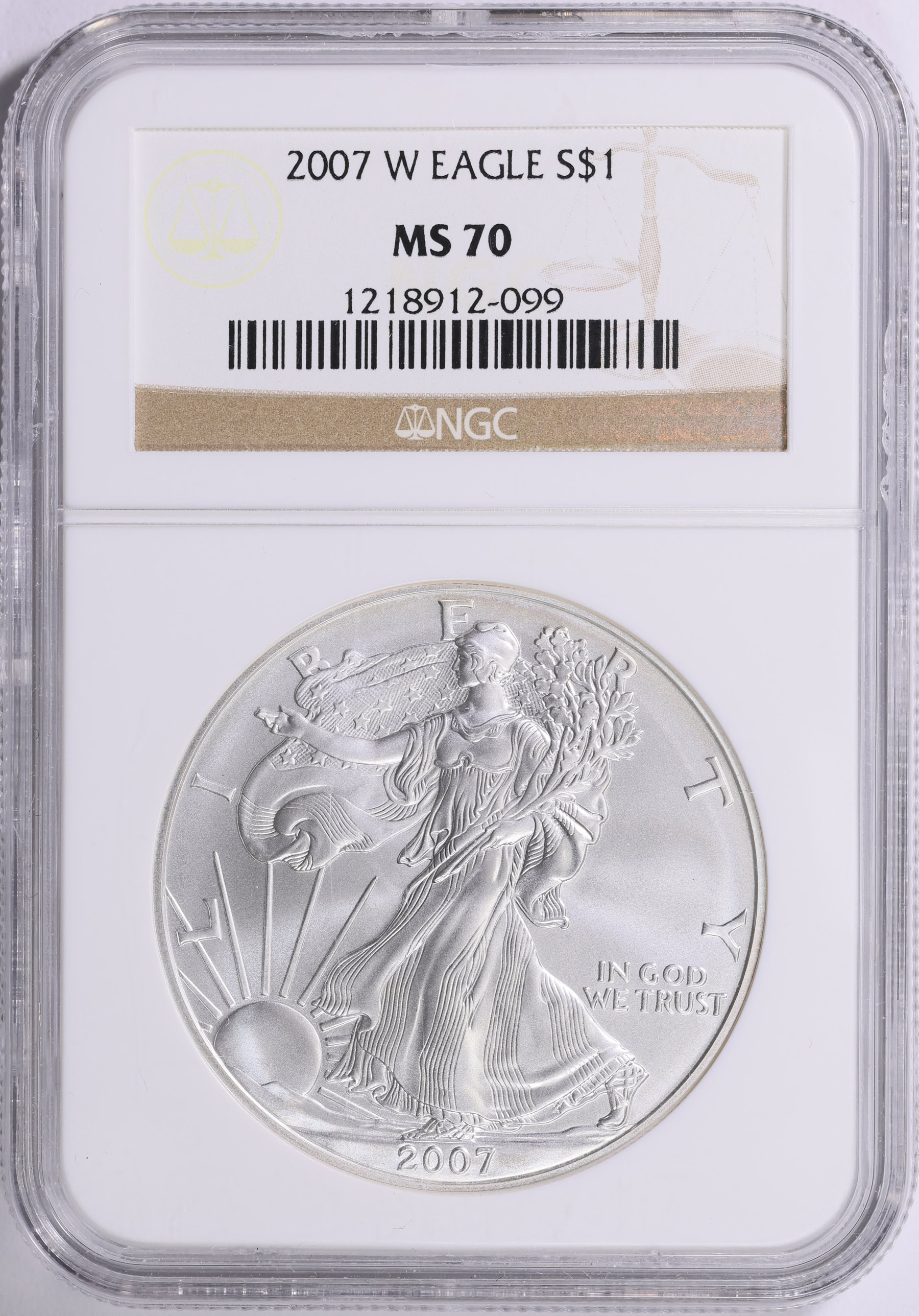 2007-W $1 Silver Eagle Burnished NGC MS-70 (Item 1865866) | GreatCollections Coin Auctions
