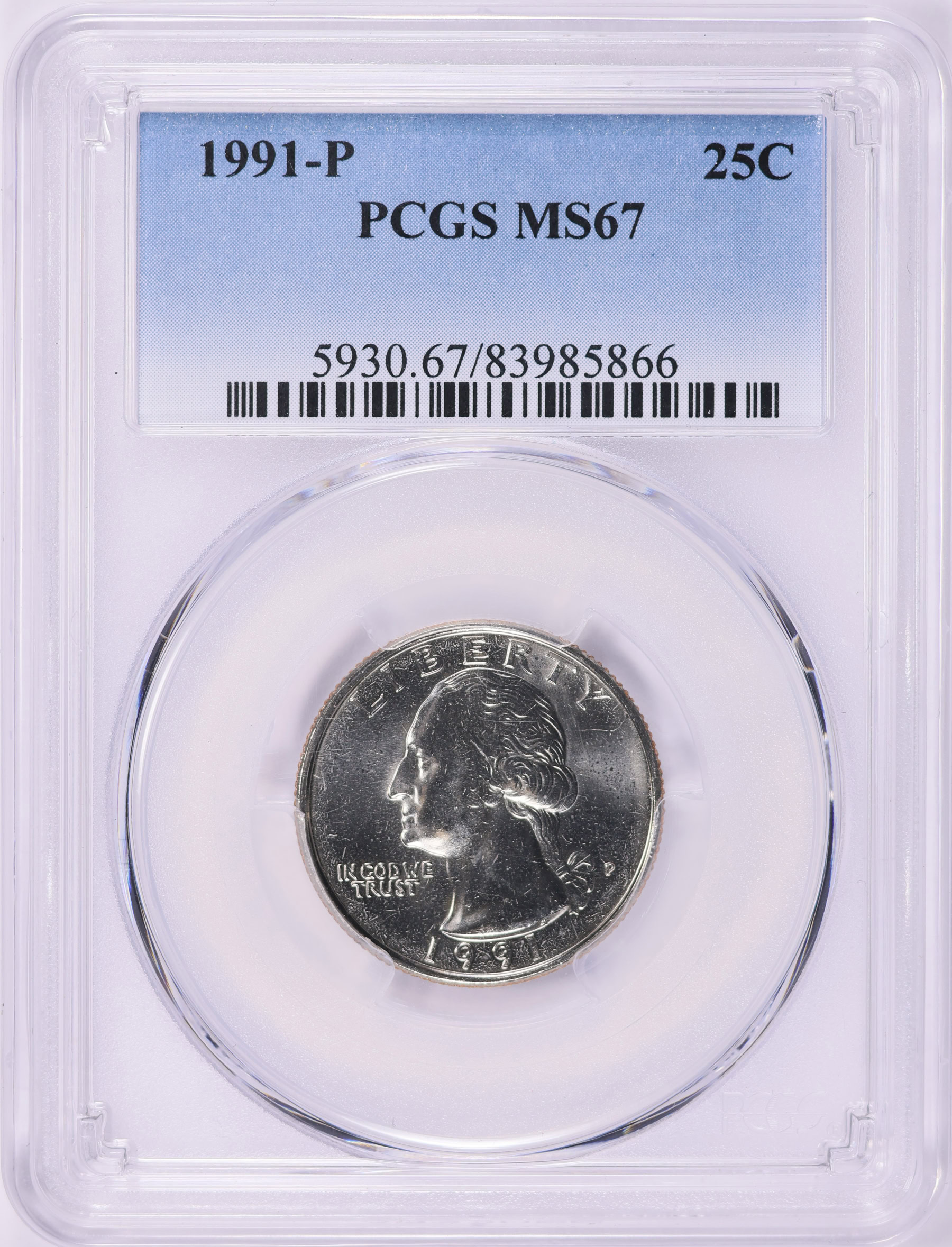 1991-P Washington Quarter PCGS MS-67 (Item 1865927) | GreatCollections ...
