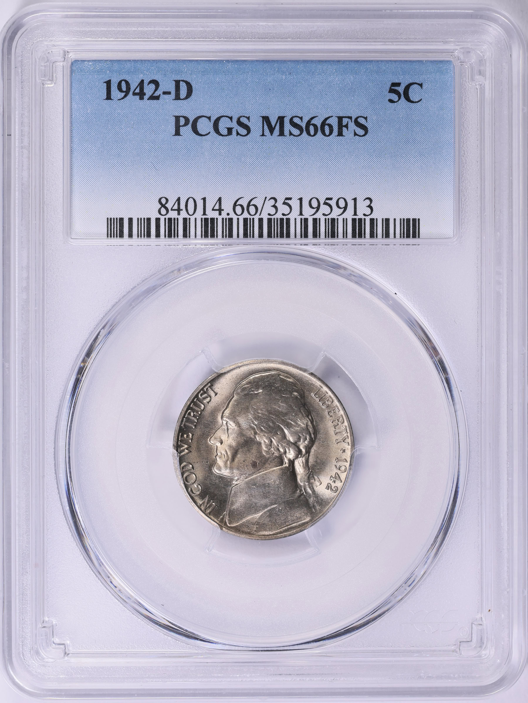1942-D Jefferson Nickel Type 1 PCGS MS-66 FS (Item 1865930 ...