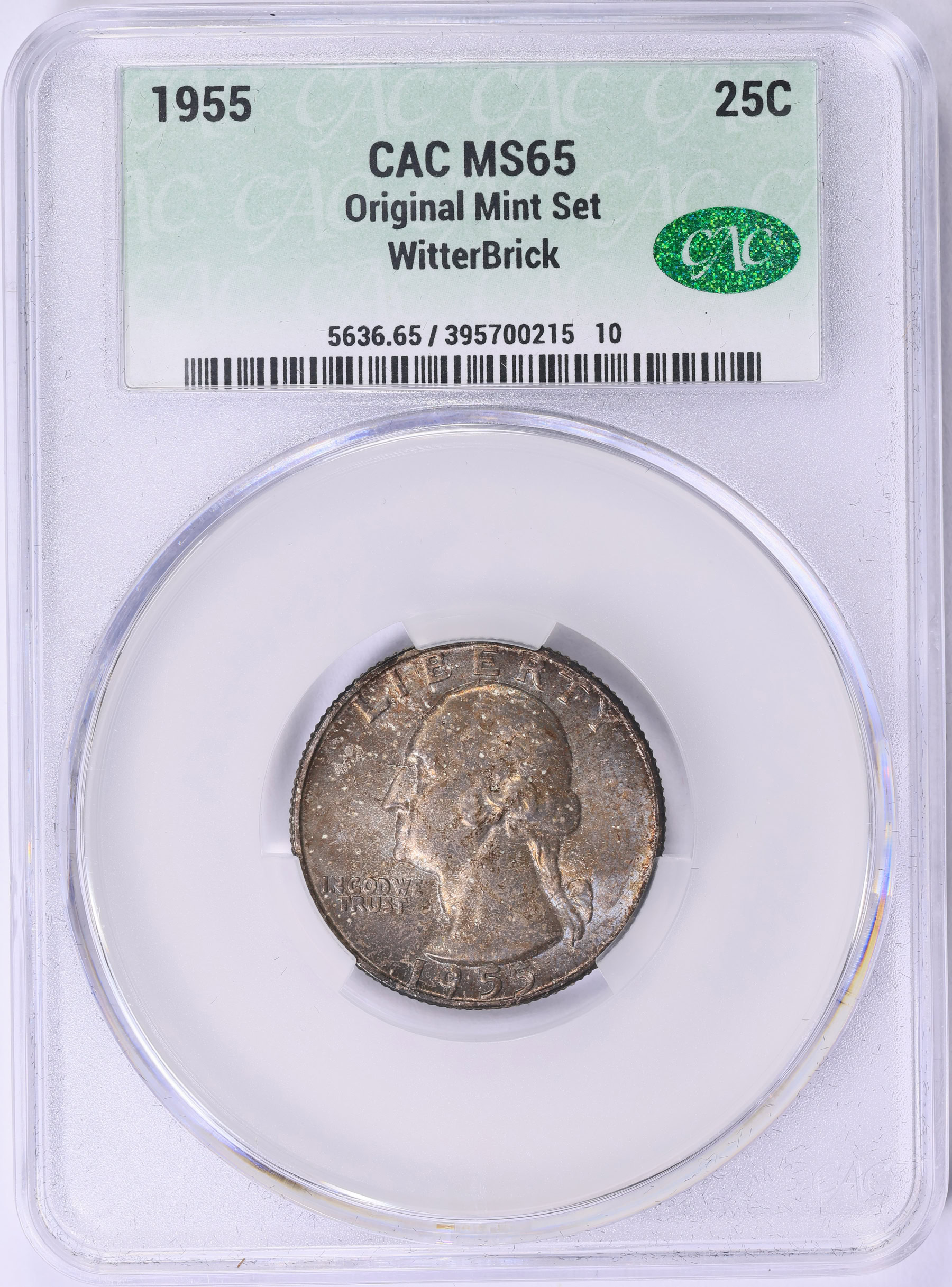 1955 Washington Quarter CACG MS-65 (WitterBrick, Signed Seth Chandler ...