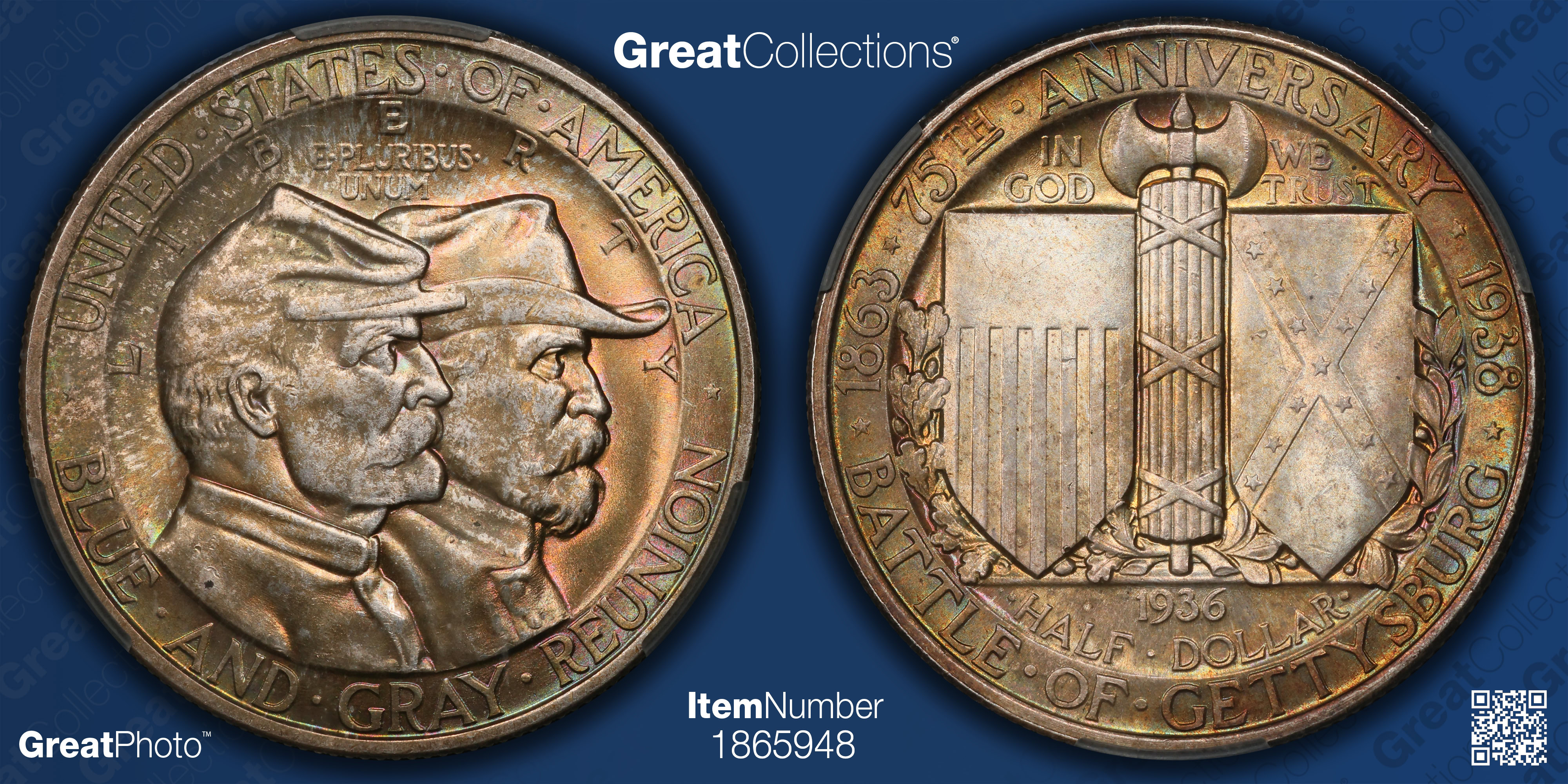 1936 Battle of Gettysburg 75th Anniversary Half Dollar CACG MS-65 ...