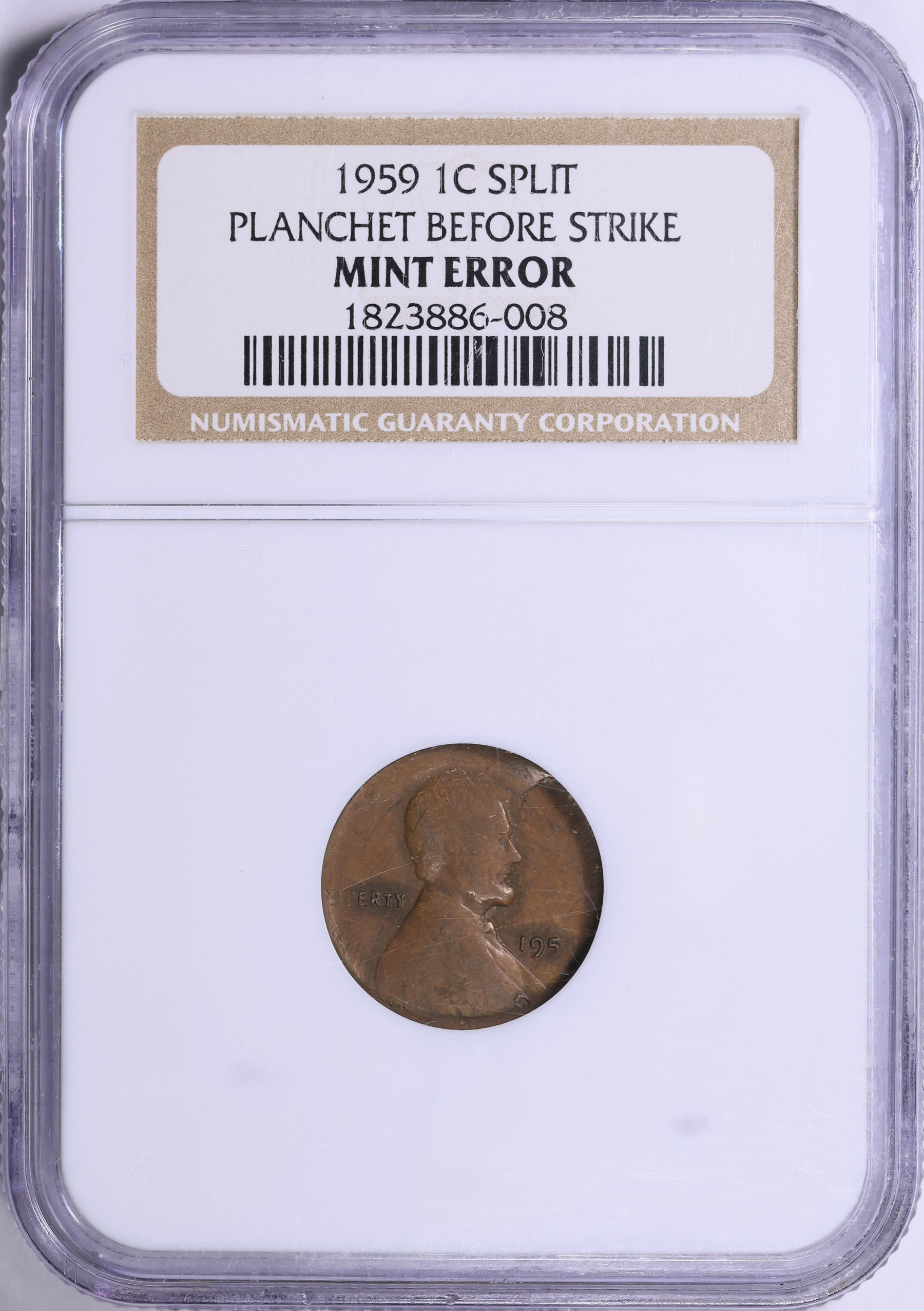 Mint Error 1959 Lincoln Cent Split Planchet Before Strike NGC Certified | NGC Cert #1823886-008 ...