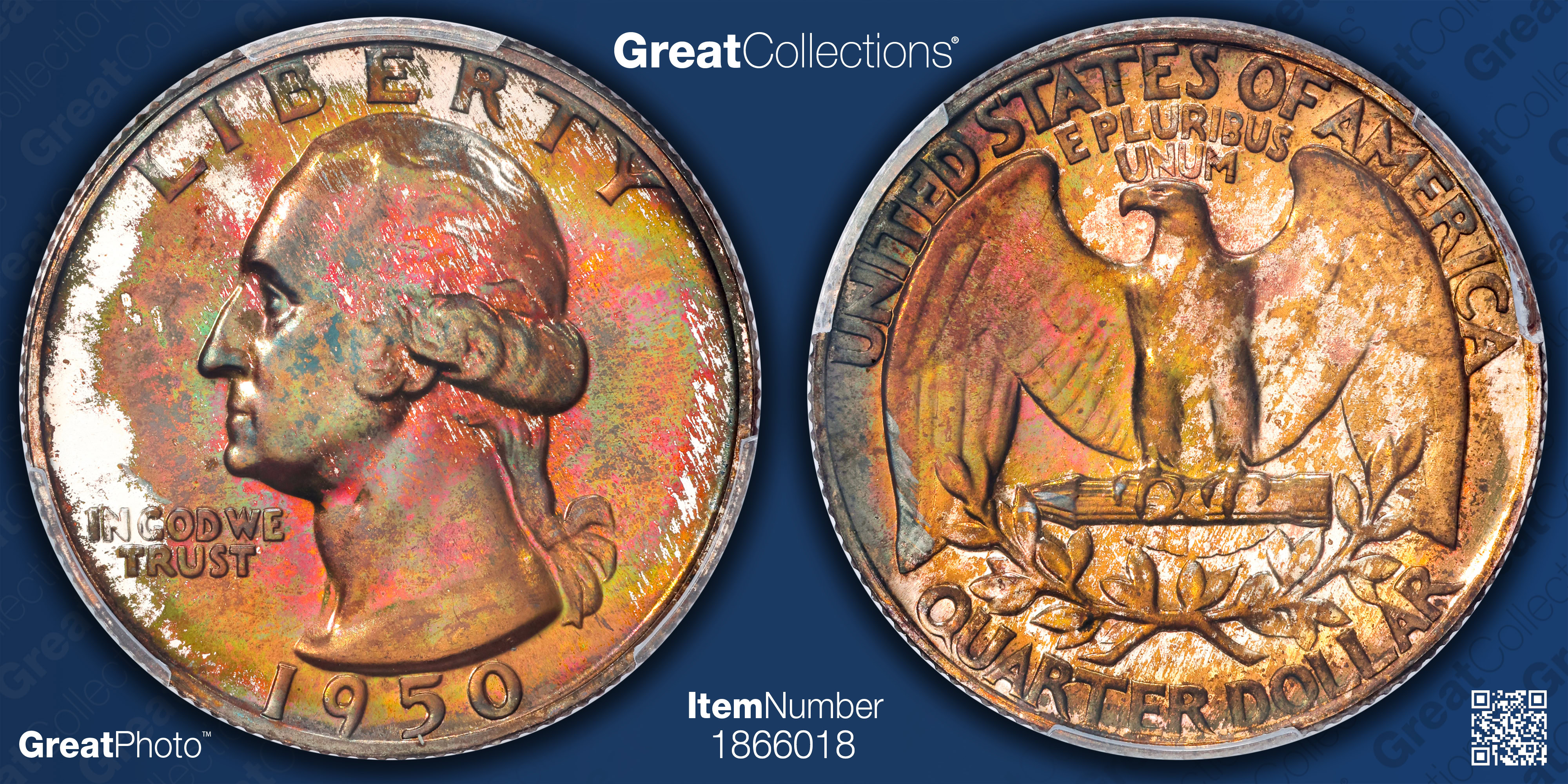 1950 Washington Quarter PCGS Proof-66 (Toned) (Item 1866018 ...
