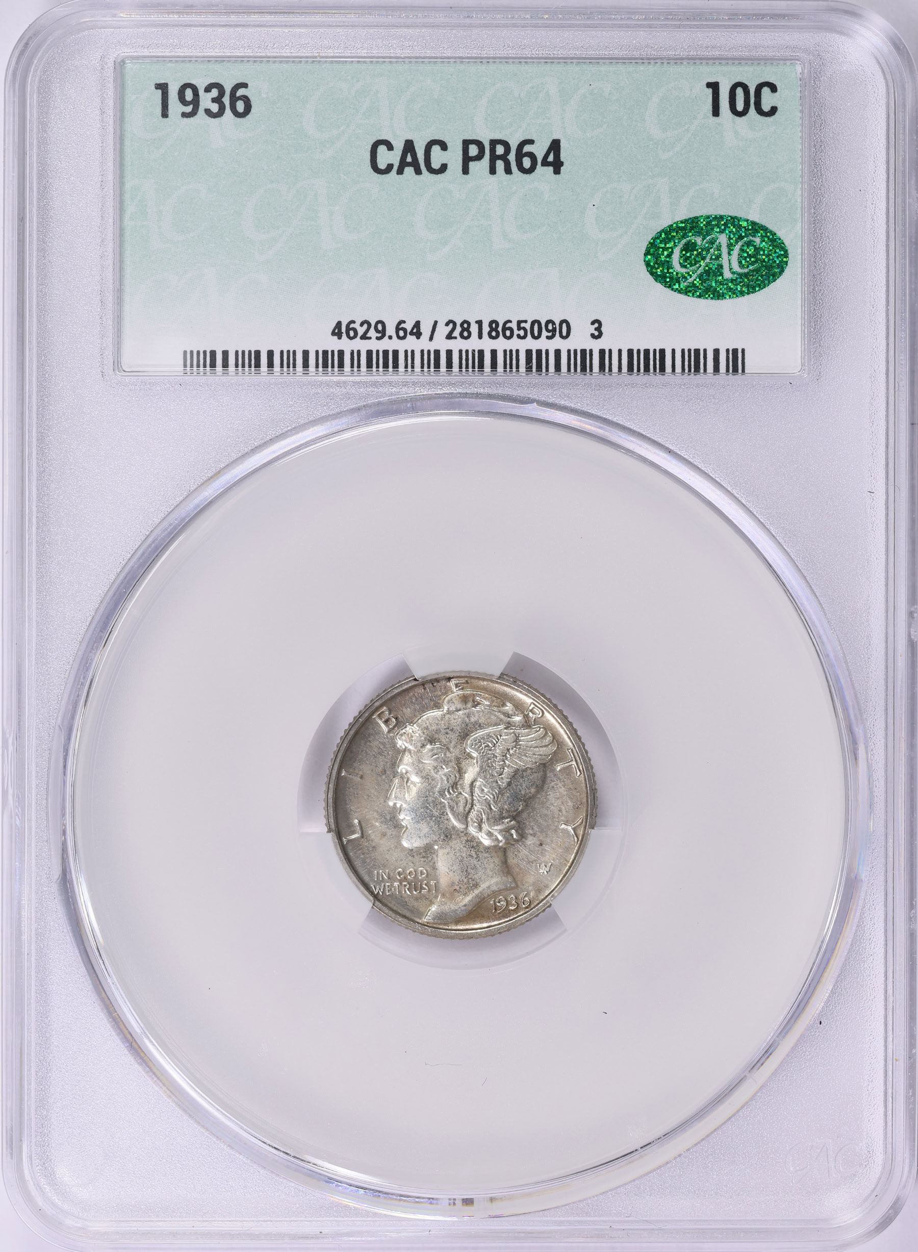 1936 Mercury Dime CACG Proof-64 (Item 1866318) | GreatCollections Coin Auctions
