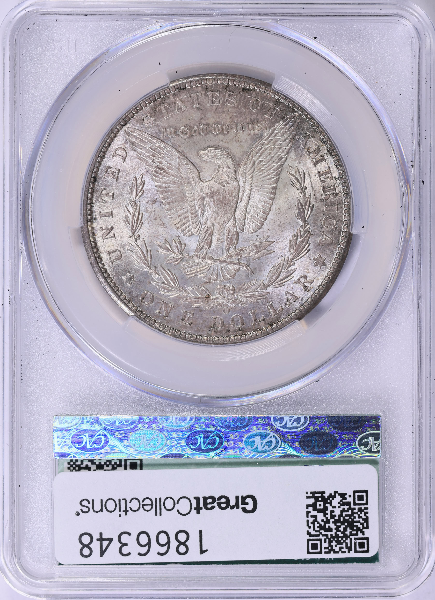 1899-O Morgan Silver Dollar CACG MS-65 (Toned) (Item 1866348) | GreatCollections Coin Auctions