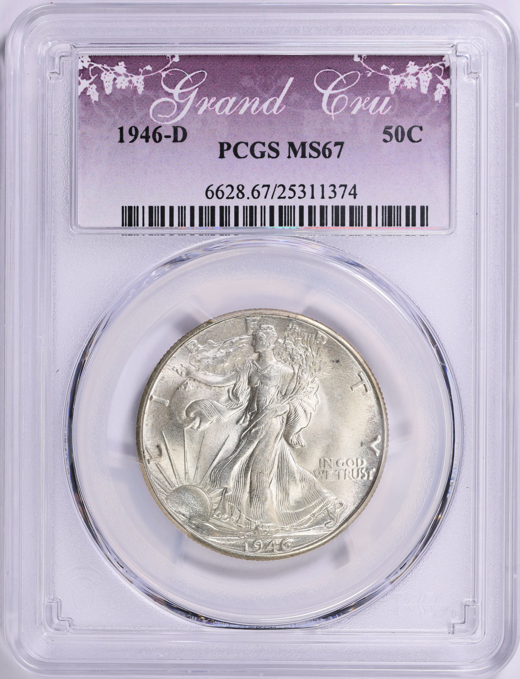 1946-D Walking Liberty Half Dollar PCGS MS-67 (Grand Cru Label) (Item 1866554 ...
