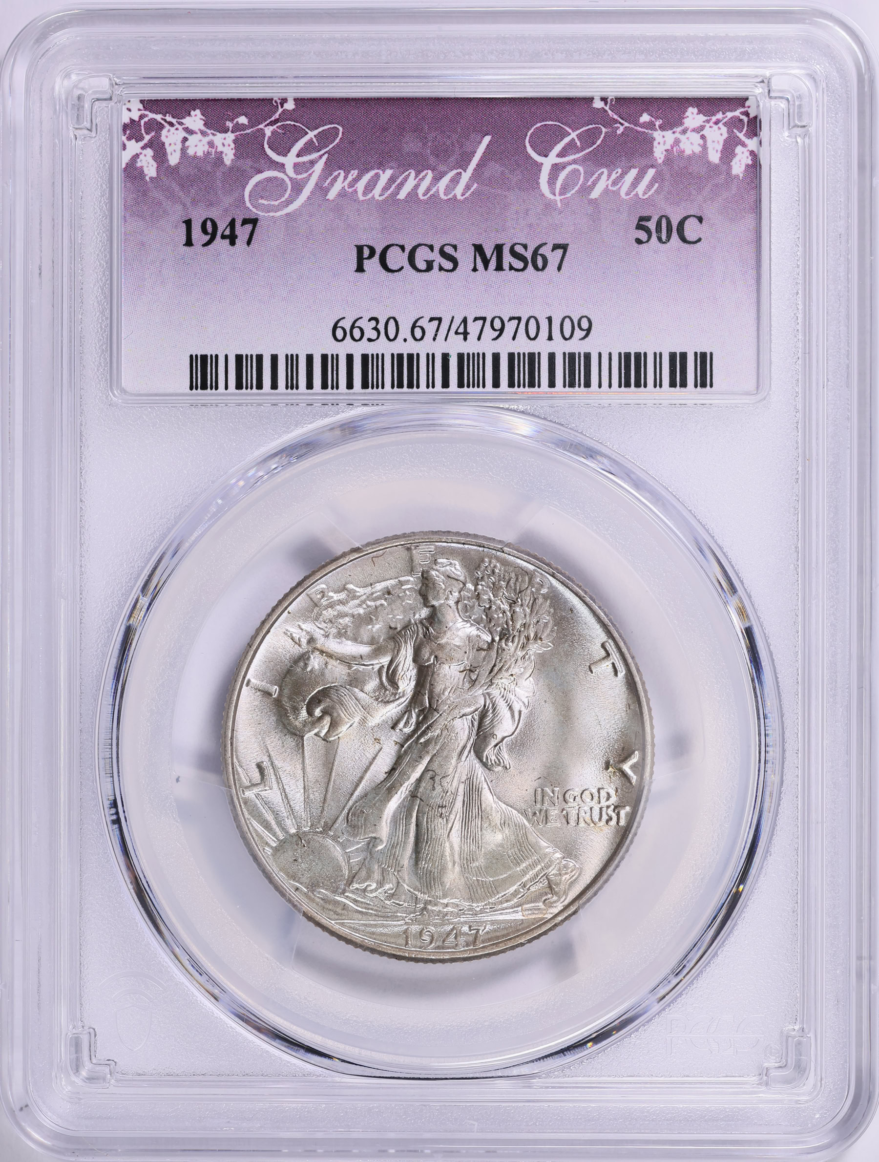 1947 Walking Liberty Half Dollar PCGS MS-67 (Grand Cru Label) (Item 1866555) | GreatCollections ...