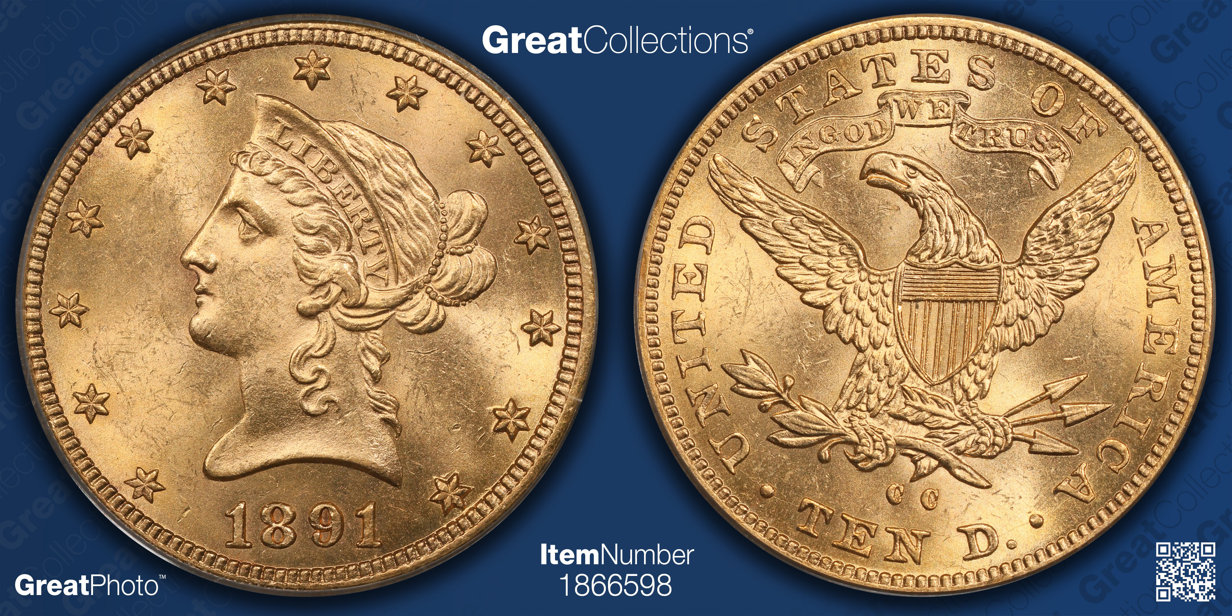 1891-CC Liberty Gold Eagle PCGS MS-63 OGH (Item 1866598 ...
