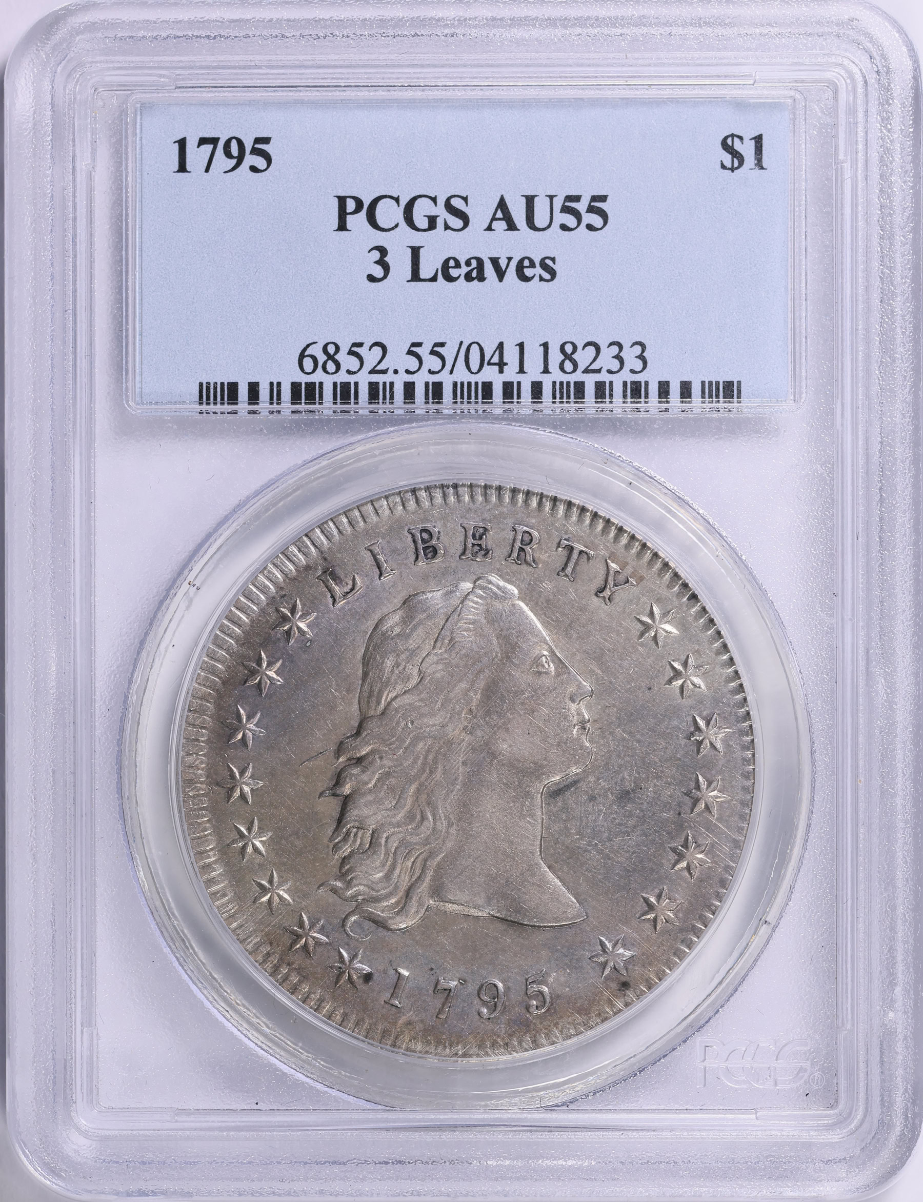 1795 Flowing Hair Silver Dollar 3 Leaves PCGS AU-55 (Item 1866599) | GreatCollections Coin Auctions