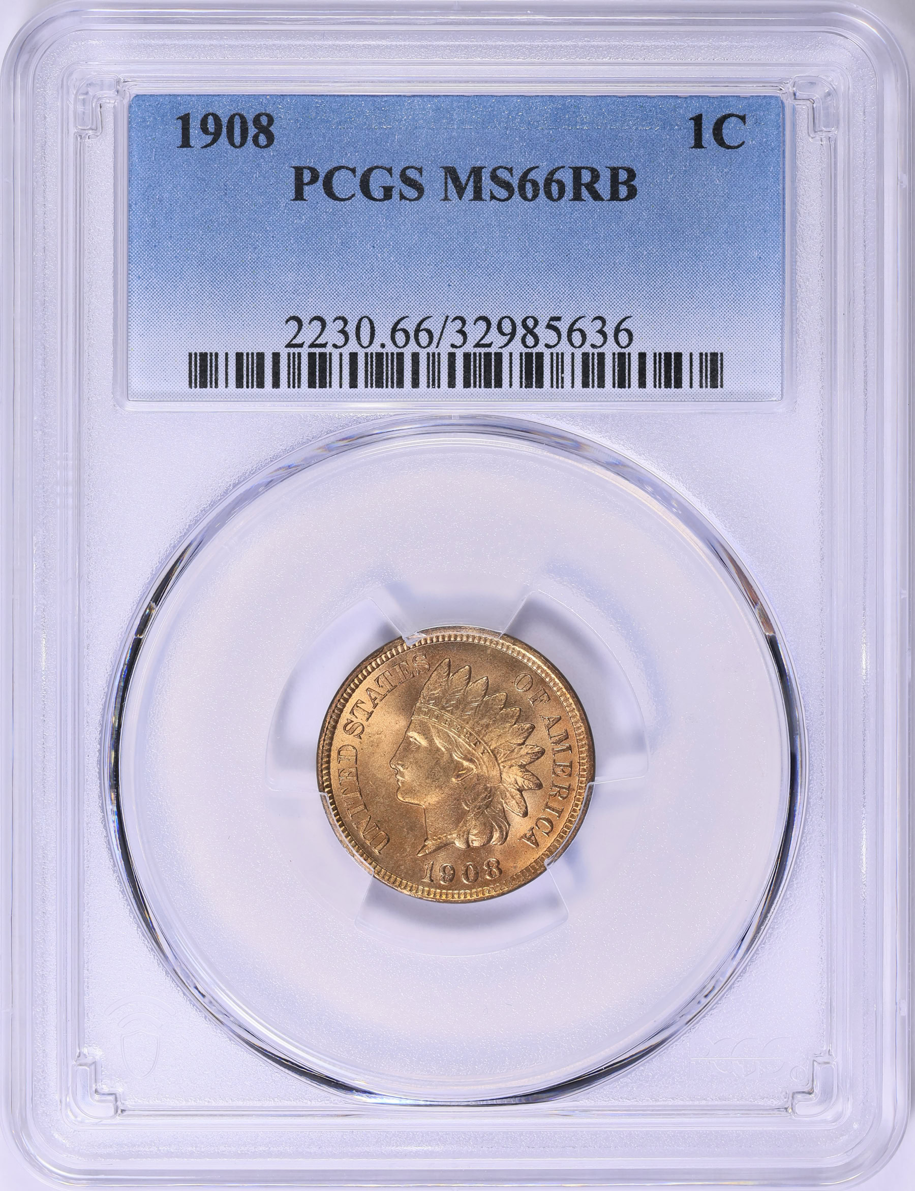 1908 Indian Cent PCGS MS-66 RB (Item 1866605) | GreatCollections Coin ...