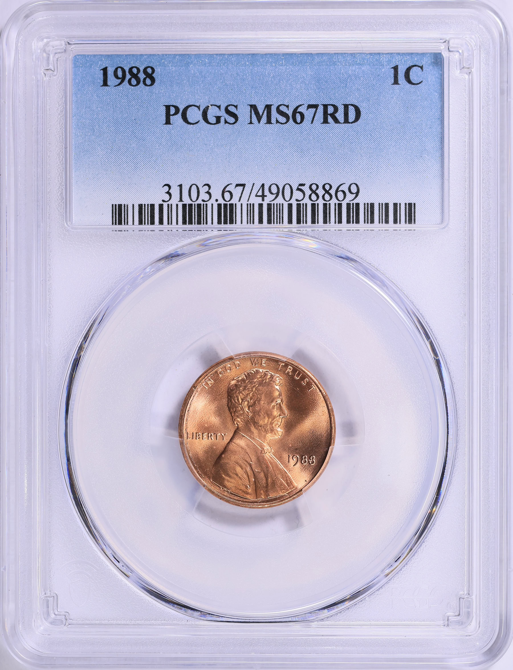 1988 Lincoln Cent PCGS MS-67 RD (Item 1866646) | GreatCollections Coin Auctions
