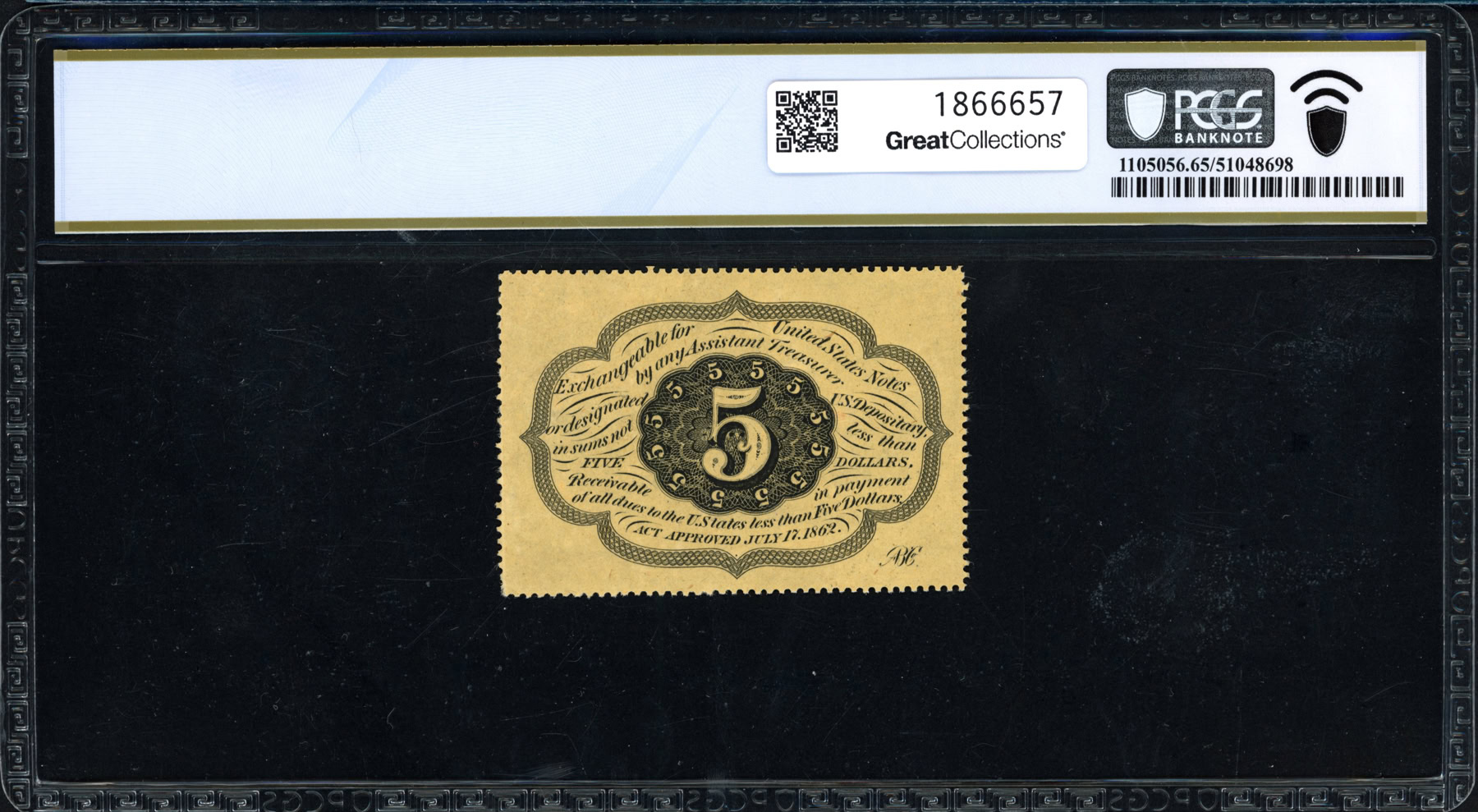 Fr. 1228 First Issue 5 Cents Fractional Currency Note Perforated Edges ...