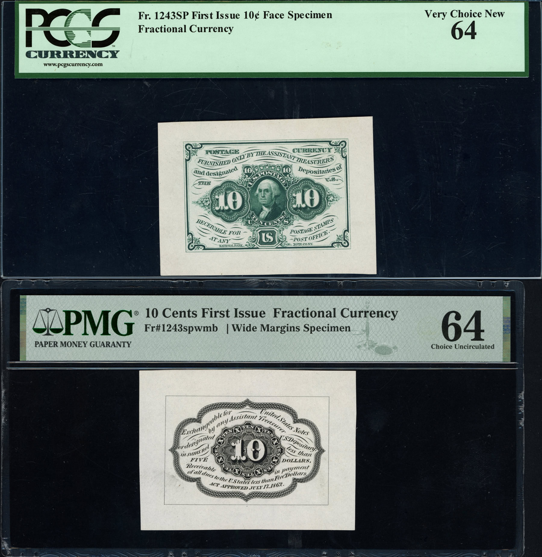 Fr. 1243spwmf/b First Issue 10 Cent Fractional Currency Face and Back ...