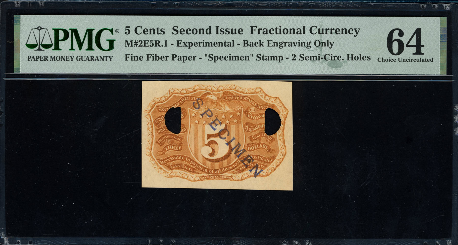 Fr. 1232 Second Issue 5 Cent Fractional Currency Back Narrow Margins ...