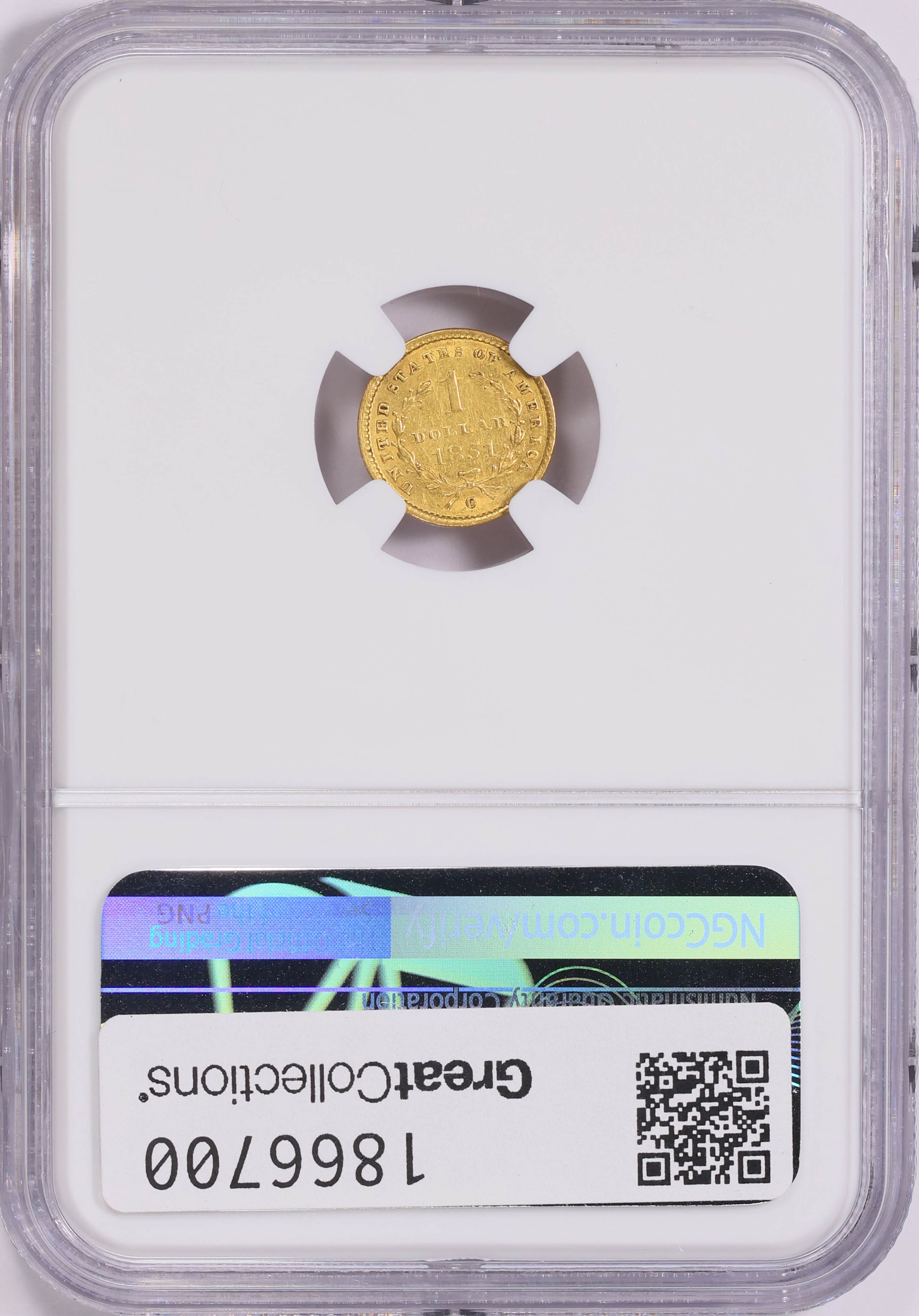1851-C Liberty Gold Dollar NGC AU Details (Item 1866700) | GreatCollections Coin Auctions