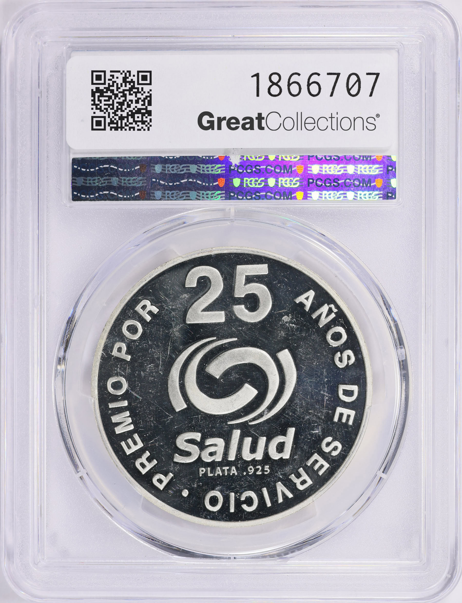 Mexico ND Silver 38mm Dr. Alfonso Pruneda 25 Years of Service Medal PCGS SP-62 | PCGS Cert ...