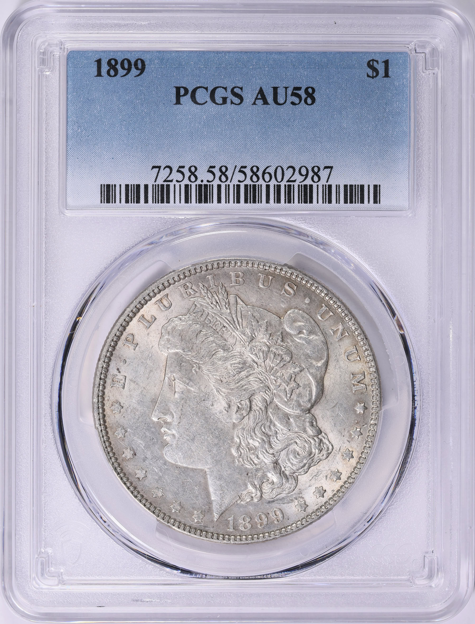 1899 Morgan Silver Dollar PCGS AU-58 (Item 1866779) | GreatCollections ...