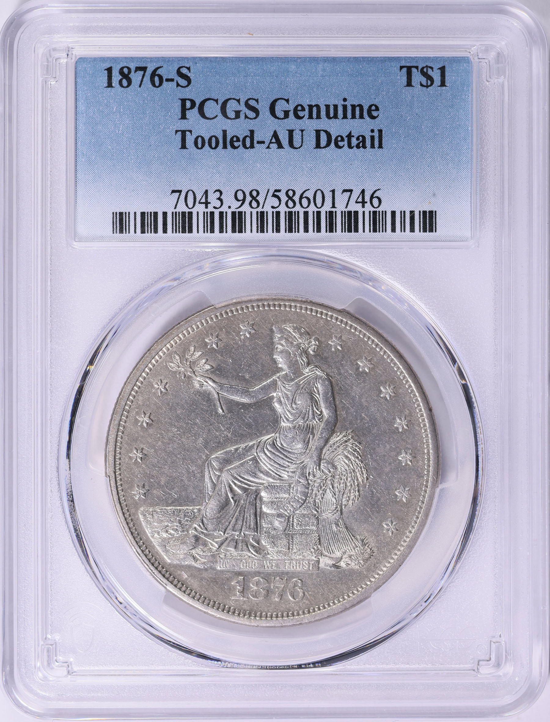 1876-S Trade Silver Dollar PCGS Genuine AU Details (Item 1866801) | GreatCollections Coin Auctions